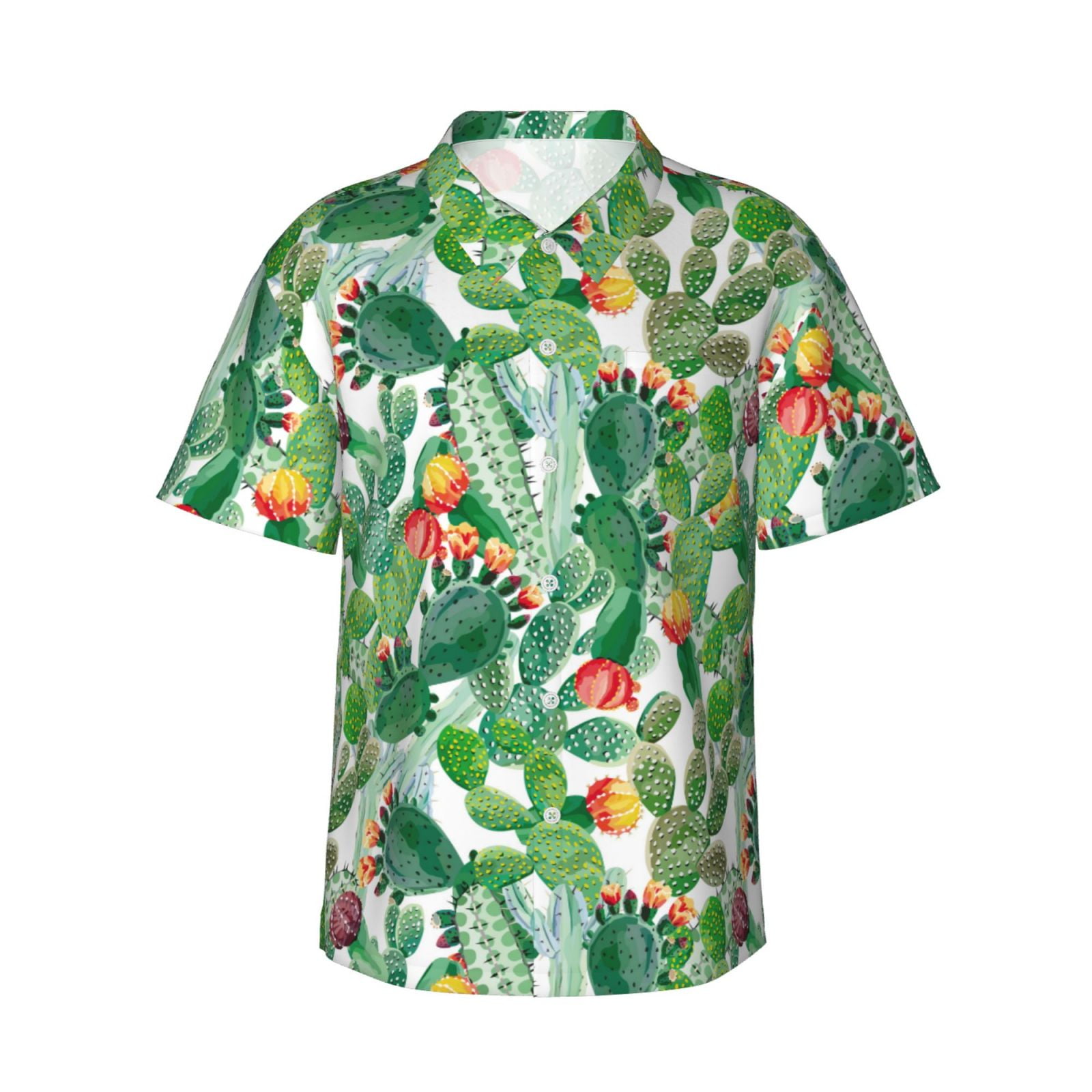 Hawaiian Shirt For Men, Cactus Blooming Green Summer Shirts For Men ...