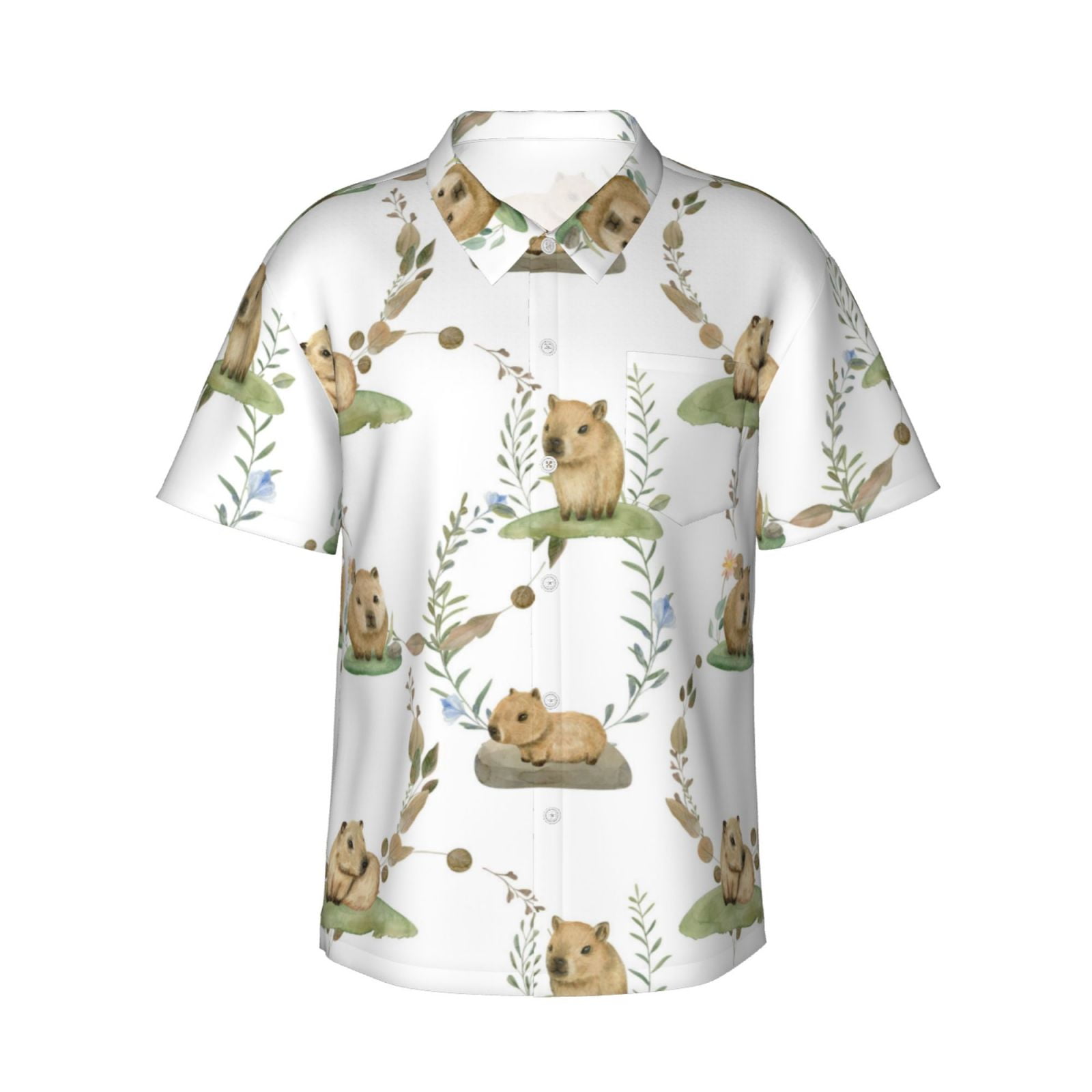 Hawaiian Shirt For Men, Capybara Plant Mens Button Down Short Sleeve ...