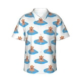 Hawaiian Shirt For Men, Capybaras Cartoon Casual Summer Beach Shirts ...