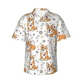 Hawaiian Shirt For Men, Cartoon Cute Corgi Dog Love Casual Summer Beach ...