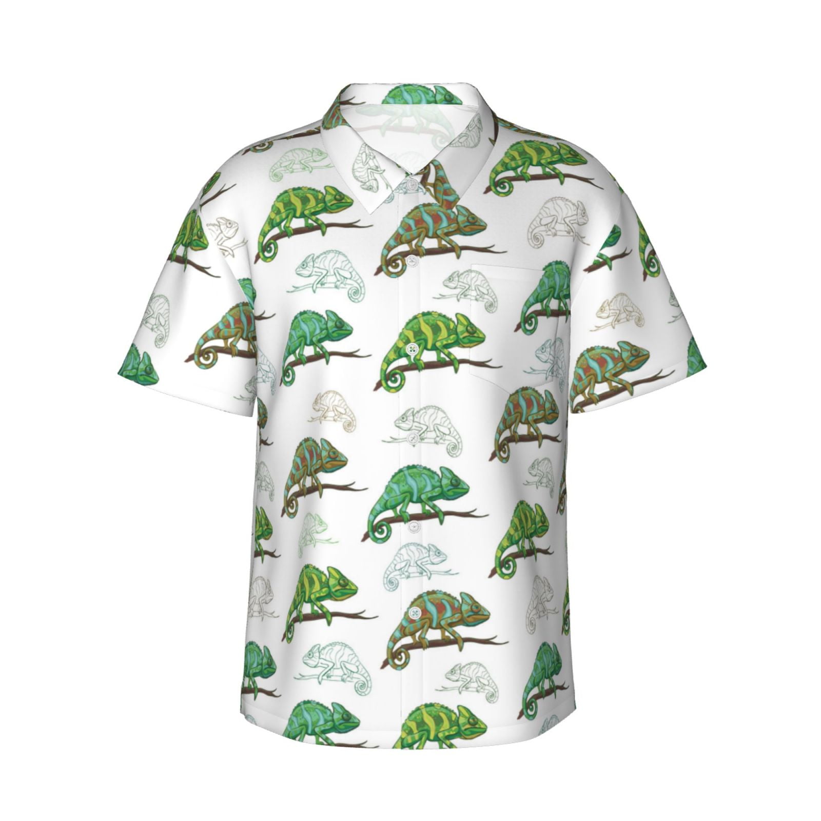 Hawaiian Shirt For Men - Cartoon Cute Lizard Chameleon Casual Short ...