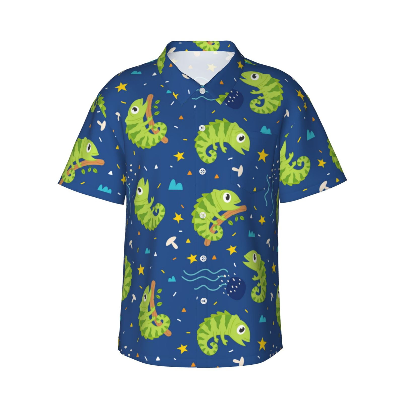 Hawaiian Shirt For Men, Cartoon Funny Chameleon Lizard Summer Shirts ...