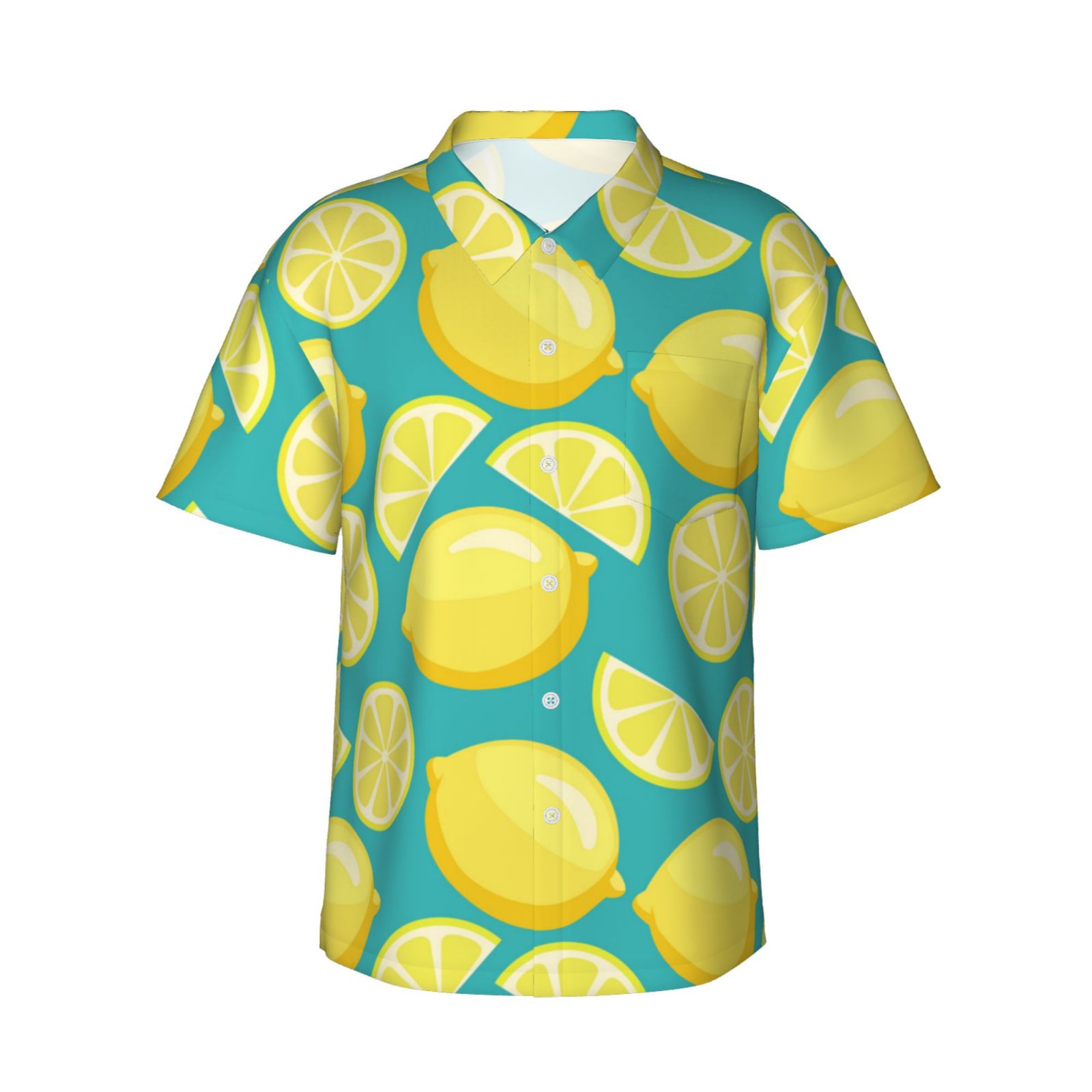 Hawaiian Shirt For Men, Cartoon Lemon Blue Summer Shirts For Men, Mens ...