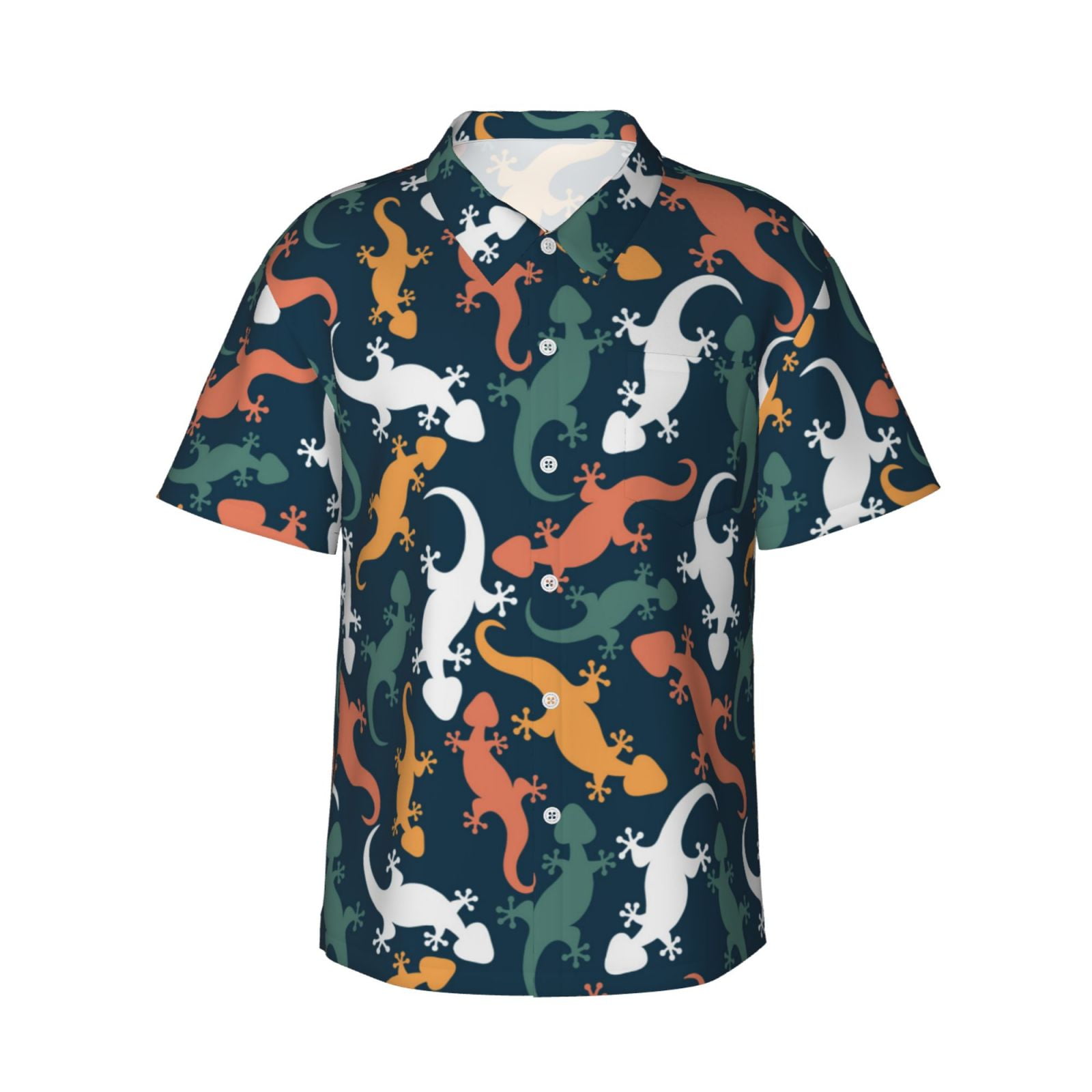 Hawaiian Shirt For Men, Cartoon Lizard Gecko Multicolor Summer Shirts ...