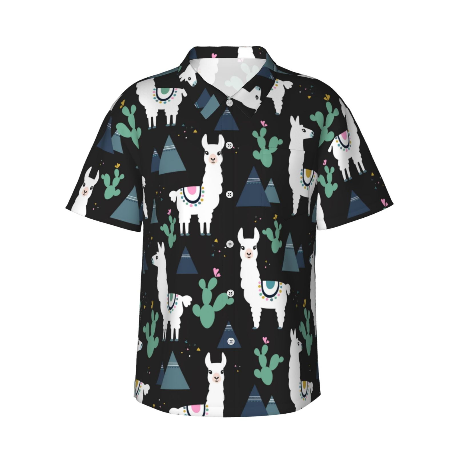 Hawaiian Shirt For Men, Cartoon Pyramid Cute Alpaca Cactus Casual ...