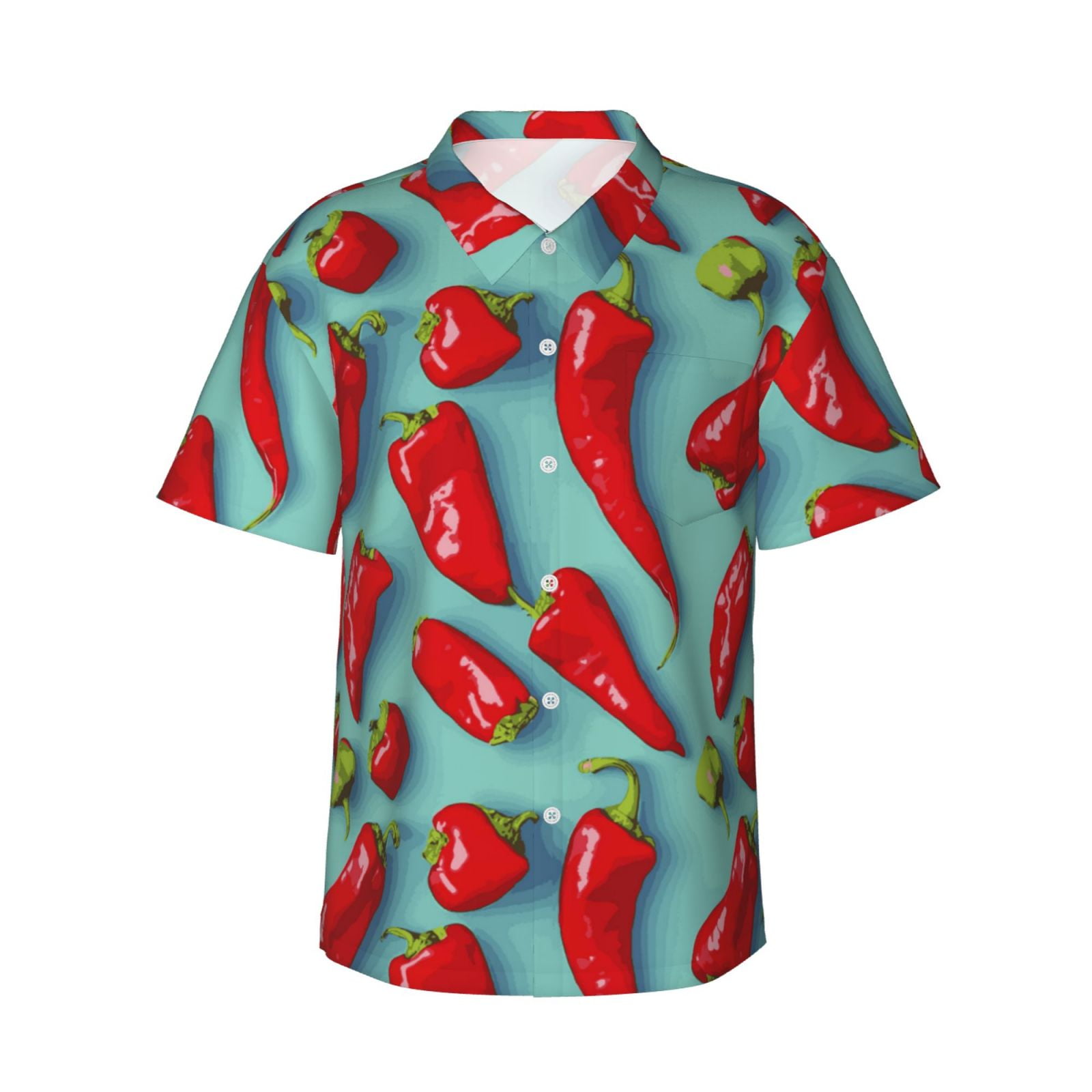 Hawaiian Shirt For Men, Chili Bell Pepper Print Summer Shirts For Men ...