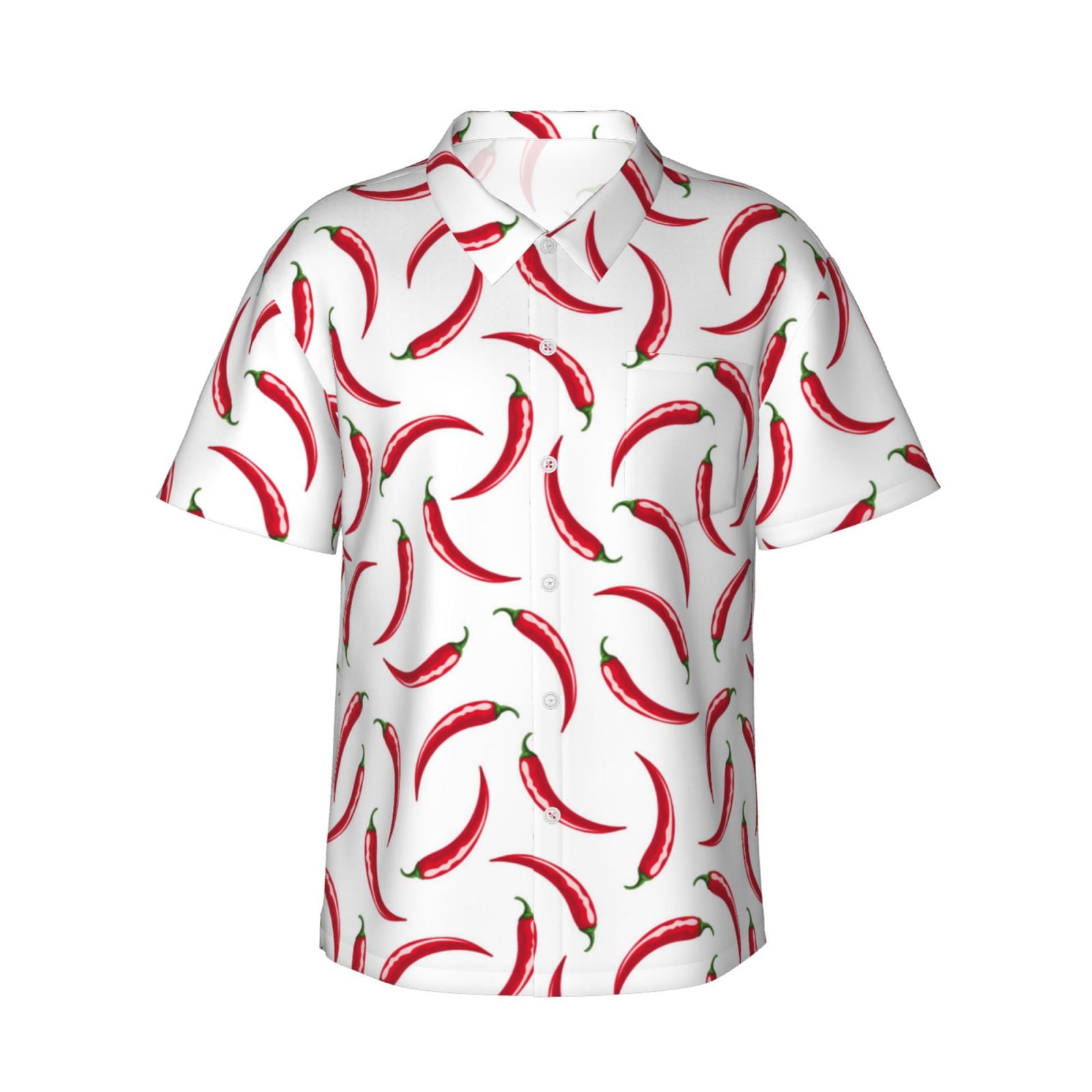 Hawaiian Shirt For Men, Chili Pepper Red Print Summer Shirts For Men ...