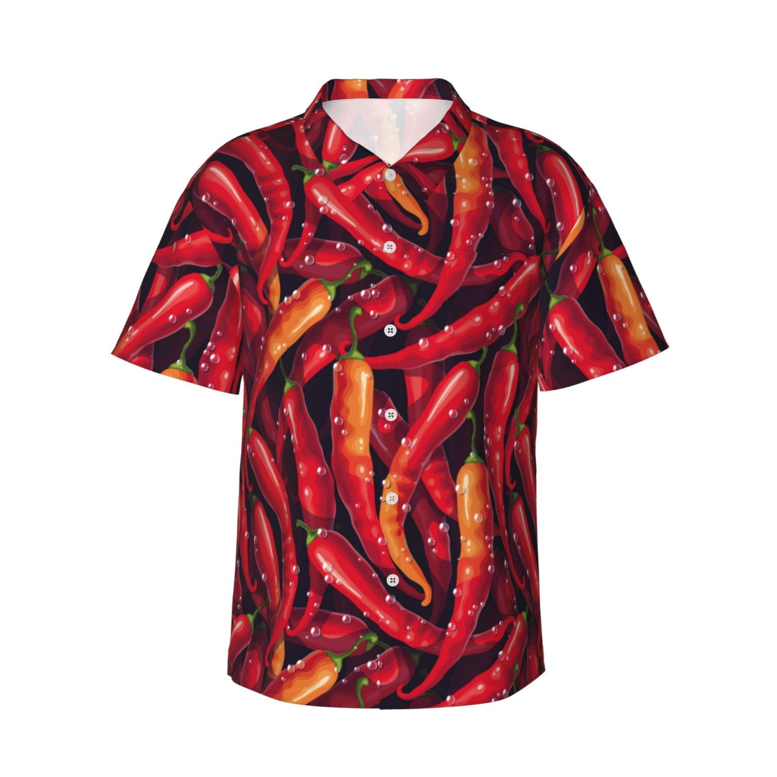 Hawaiian Shirt For Men, Chili Pepper Water Droplets Mens Button Down ...
