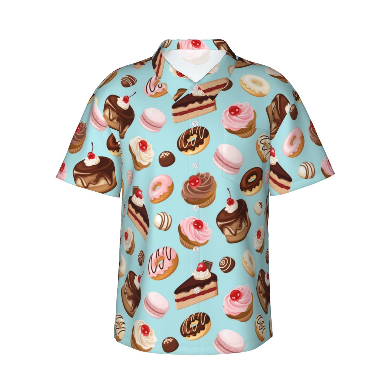 Hawaiian Shirt For Men, Chocolate Cake Donut Print Mens Button Down ...