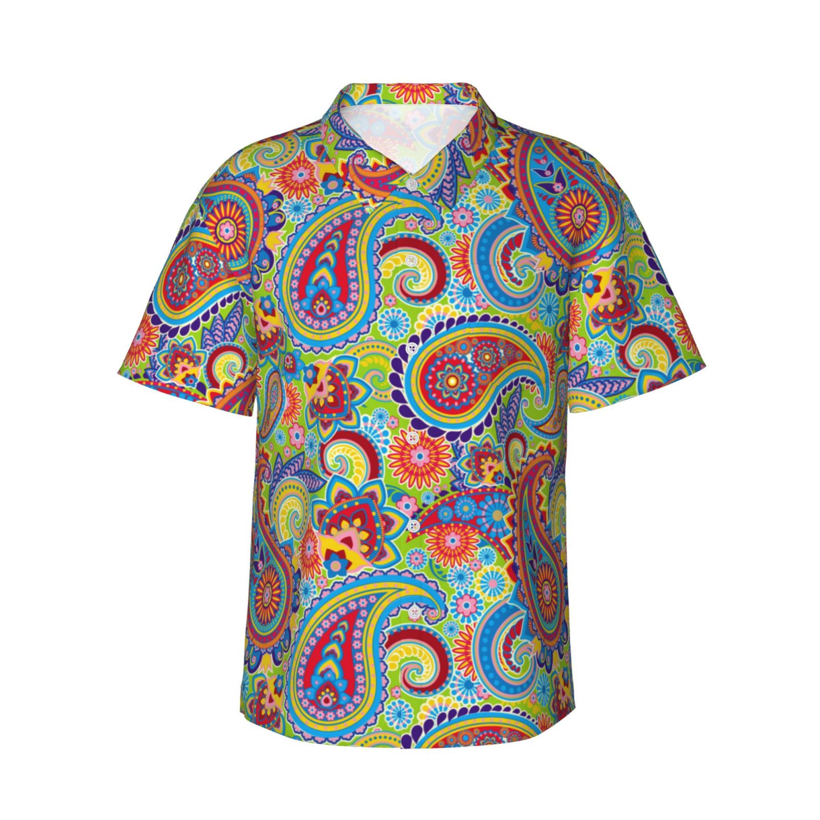 Hawaiian Shirt For Men, Colored Paisley Casual Summer Beach Shirts Mens ...