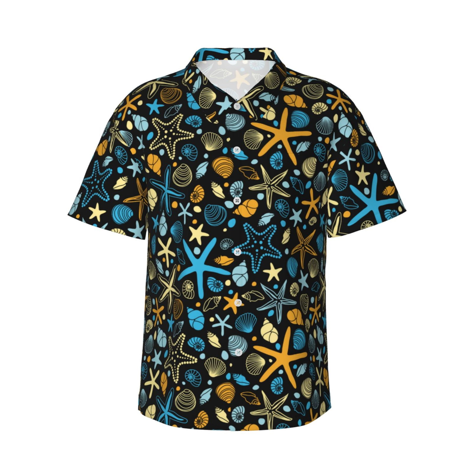 Hawaiian Shirt For Men, Colorful Blue Shell Mens Button Down Short ...