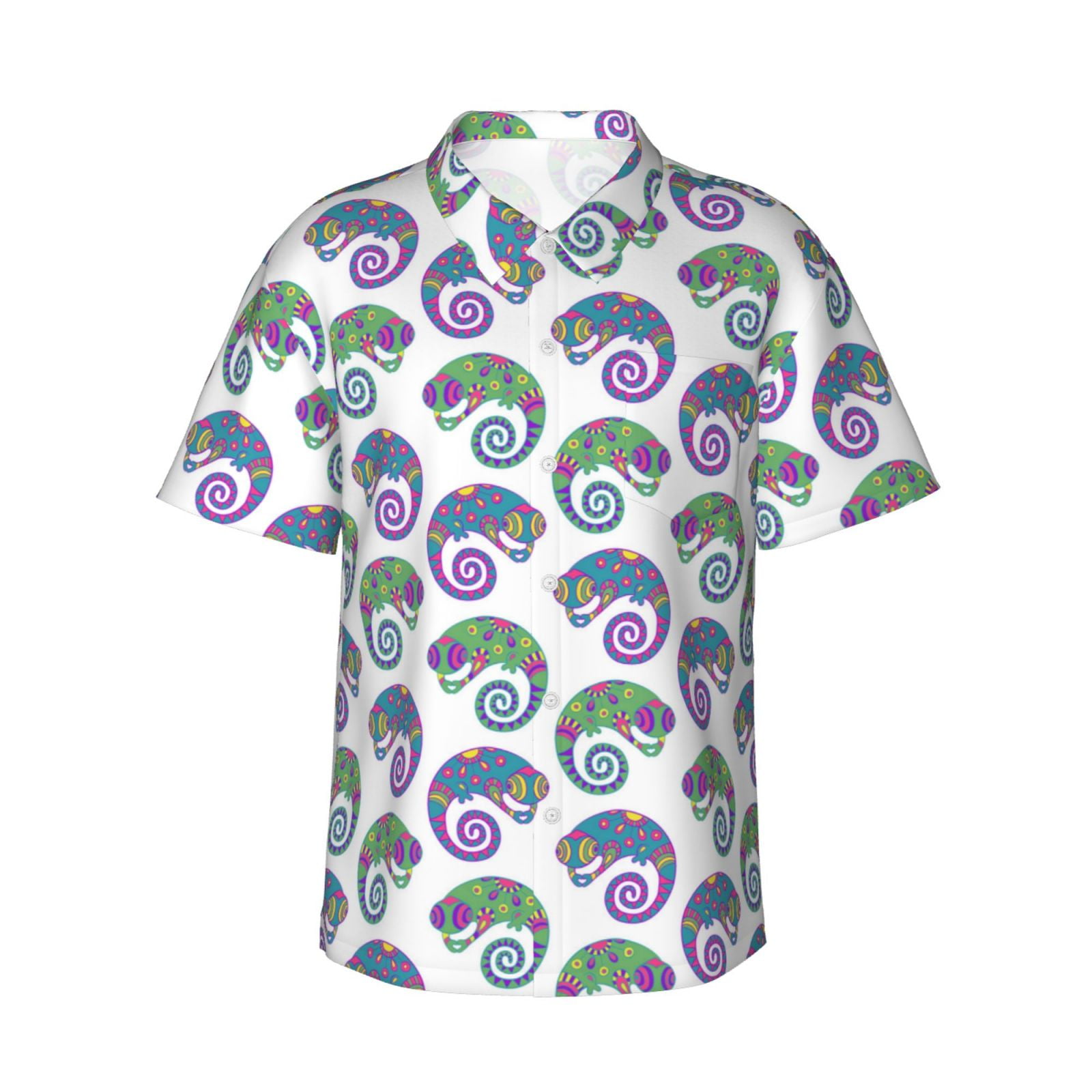 Hawaiian Shirt For Men, Colorful Cartoon Cute Lizard Mens Button Down ...