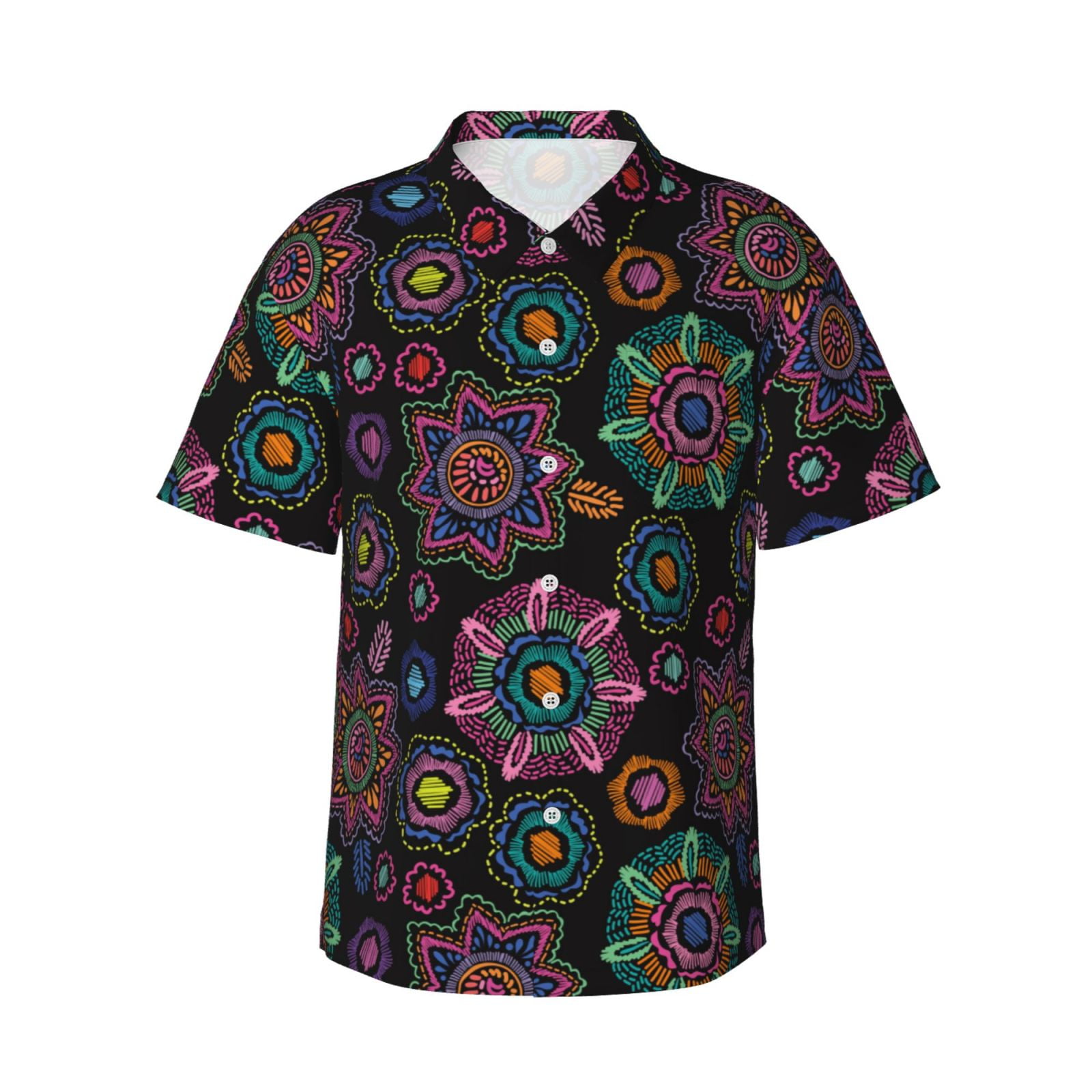 Hawaiian Shirt For Men, Colorful Cartoon Flowers Summer Shirts For Men ...