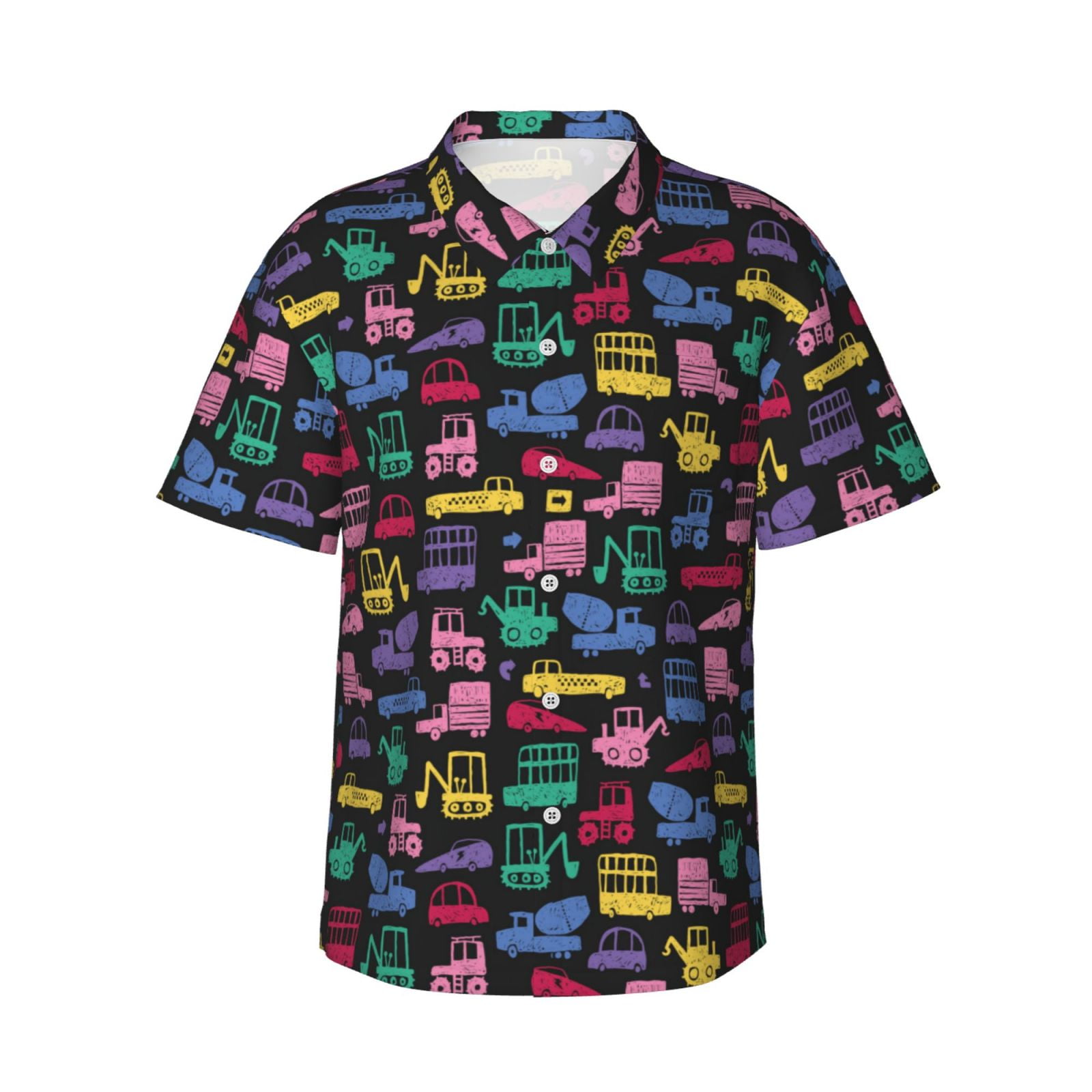 Hawaiian Shirt For Men - Colorful Excavator Casual Short Sleeve Button ...