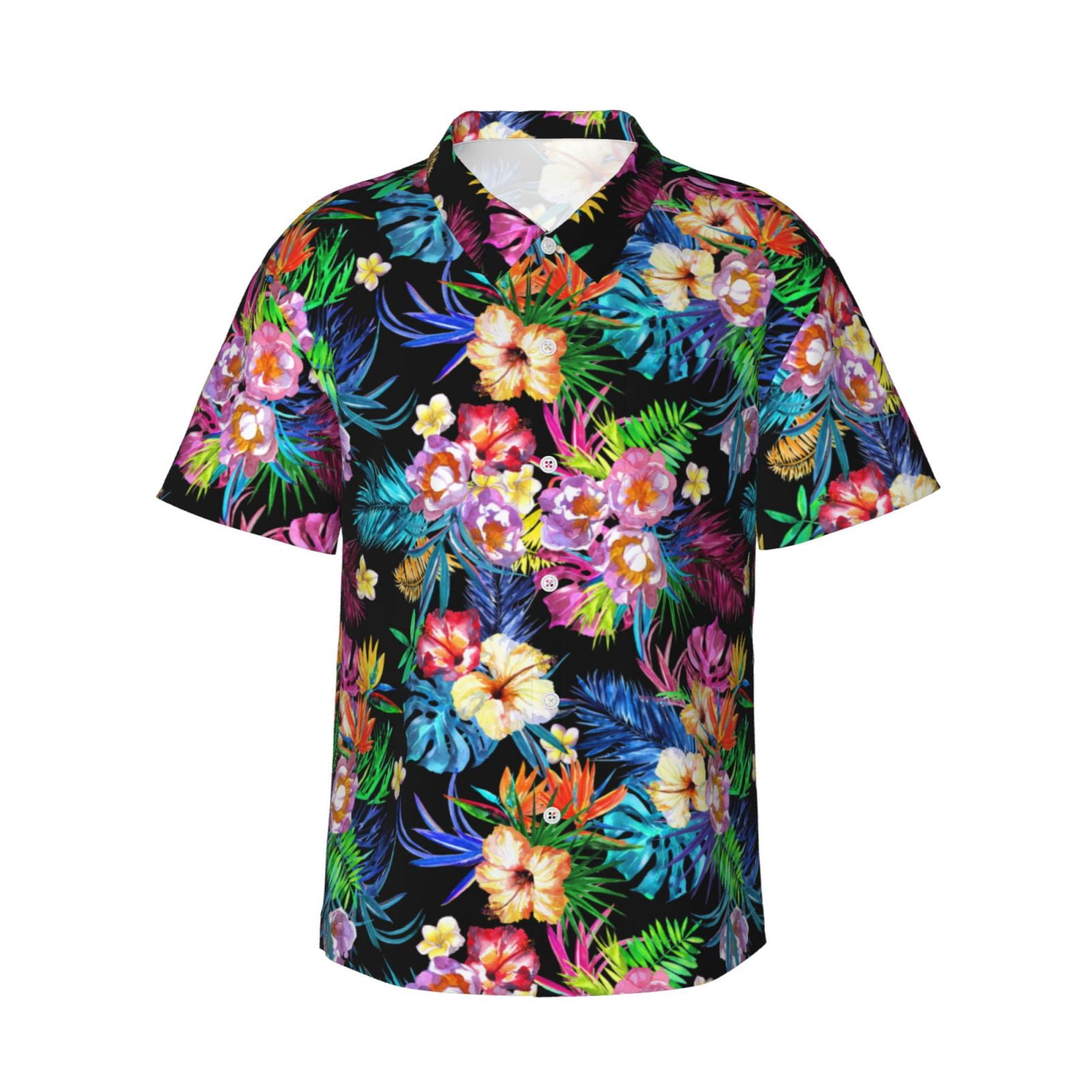 Hawaiian Shirt For Men, Colorful Flowers A Mens Button Down Short ...