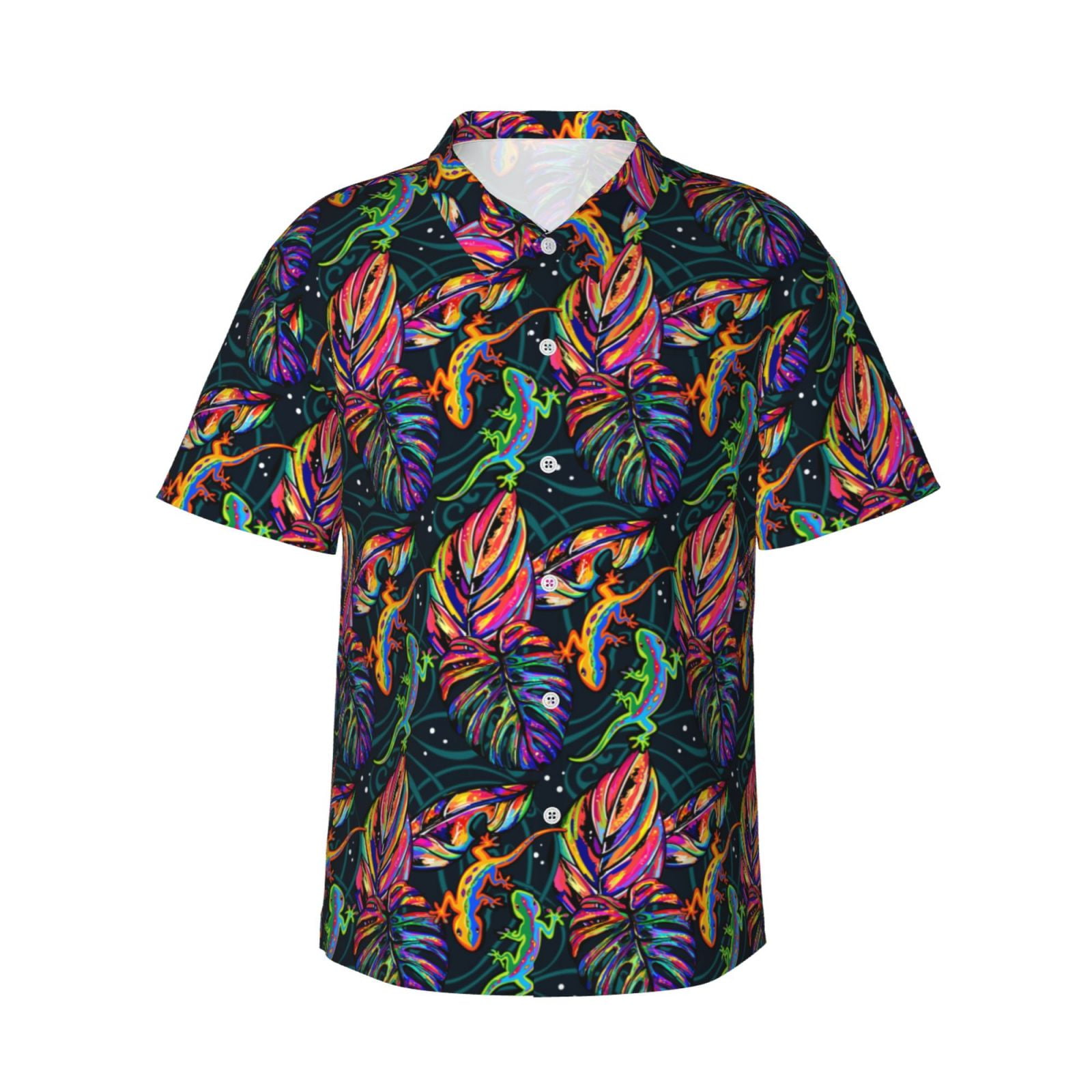 Hawaiian Shirt For Men, Colorful Gecko Cute Lizard Mens Button Down ...