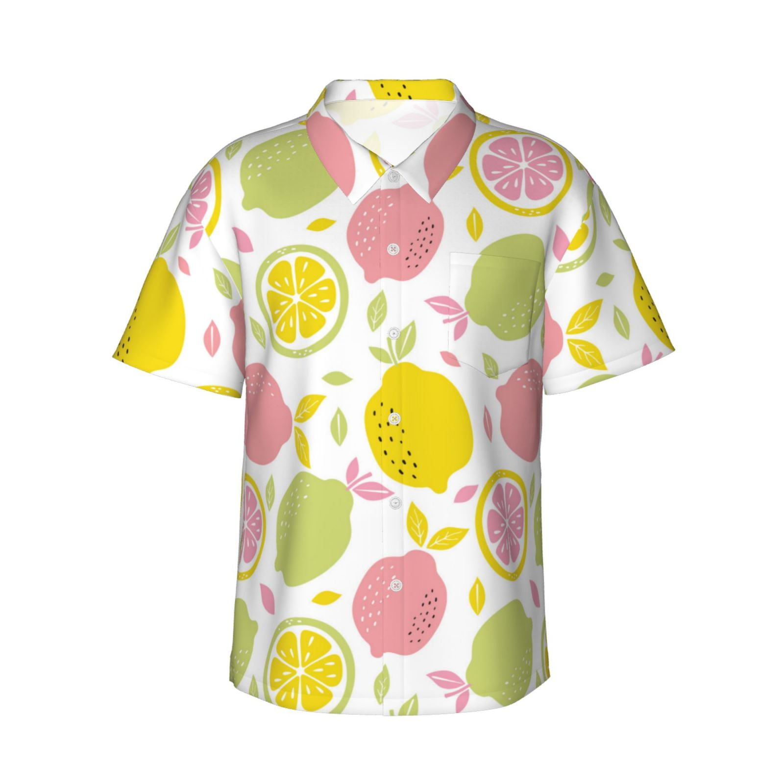 Hawaiian Shirt For Men, Colorful Lemon Cartoon Mens Button Down Short ...