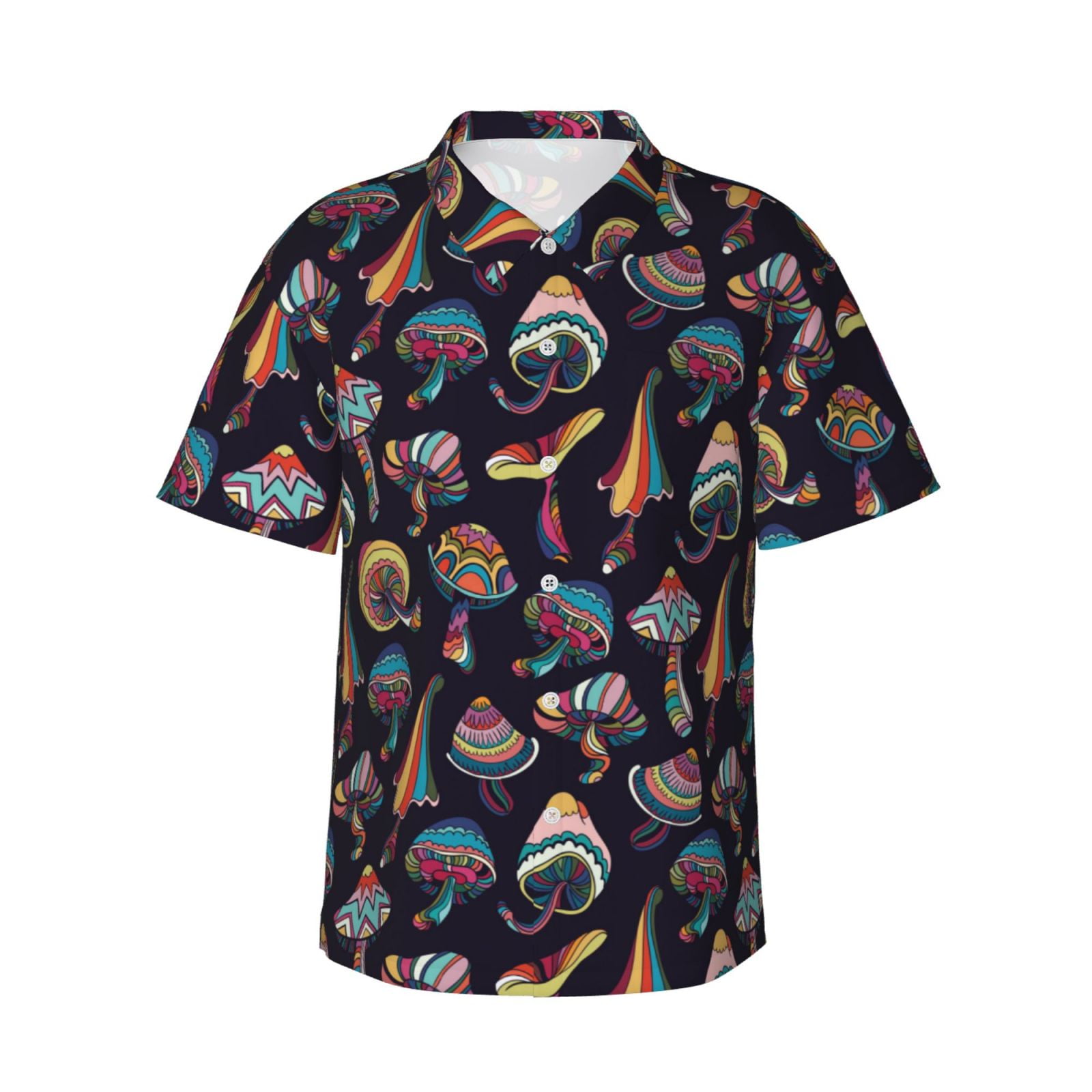 Hawaiian Shirt For Men, Colorful Mushrooms-E Mens Button Down Short ...