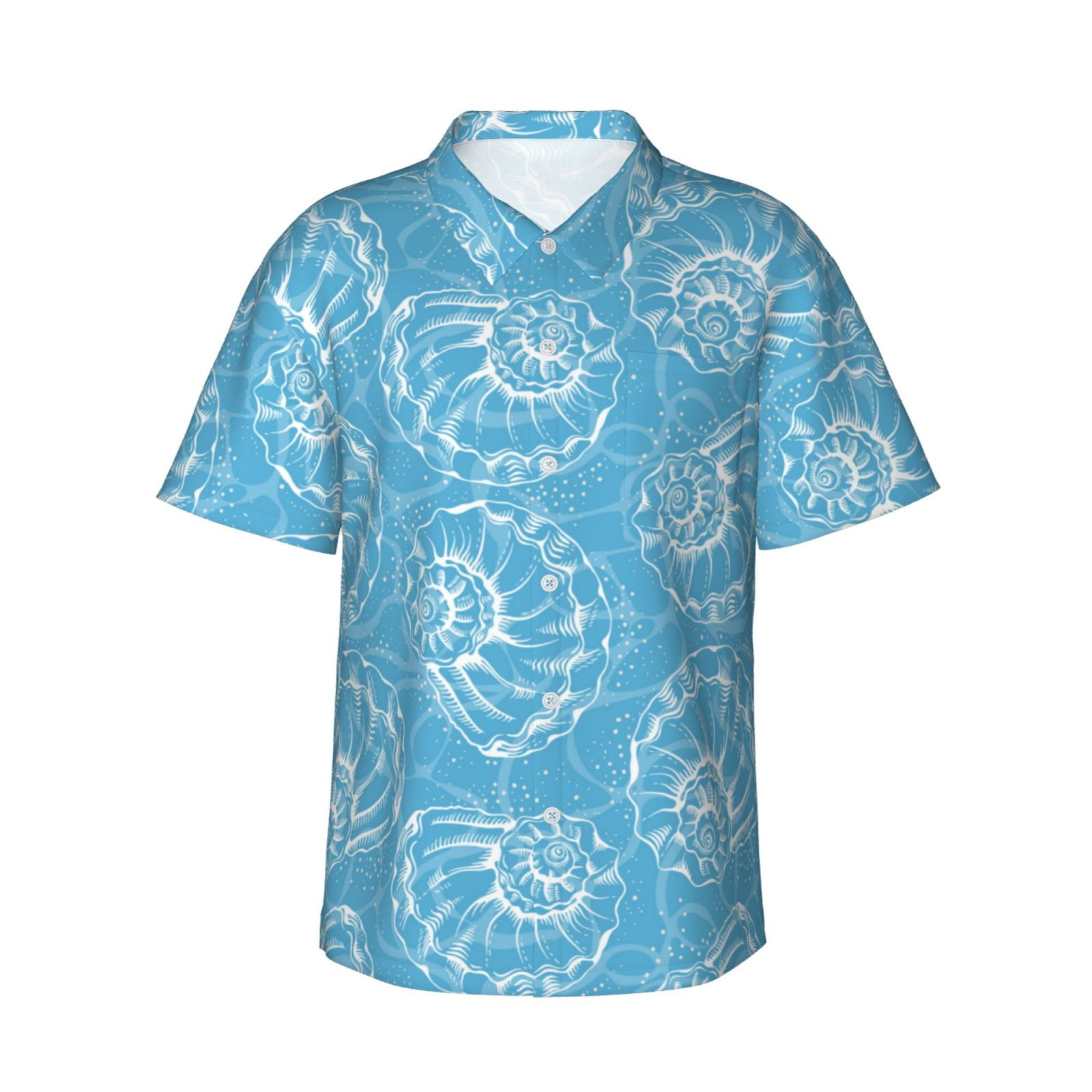 Hawaiian Shirt For Men, Conch Blue Mens Button Down Short Sleeve Shirt ...