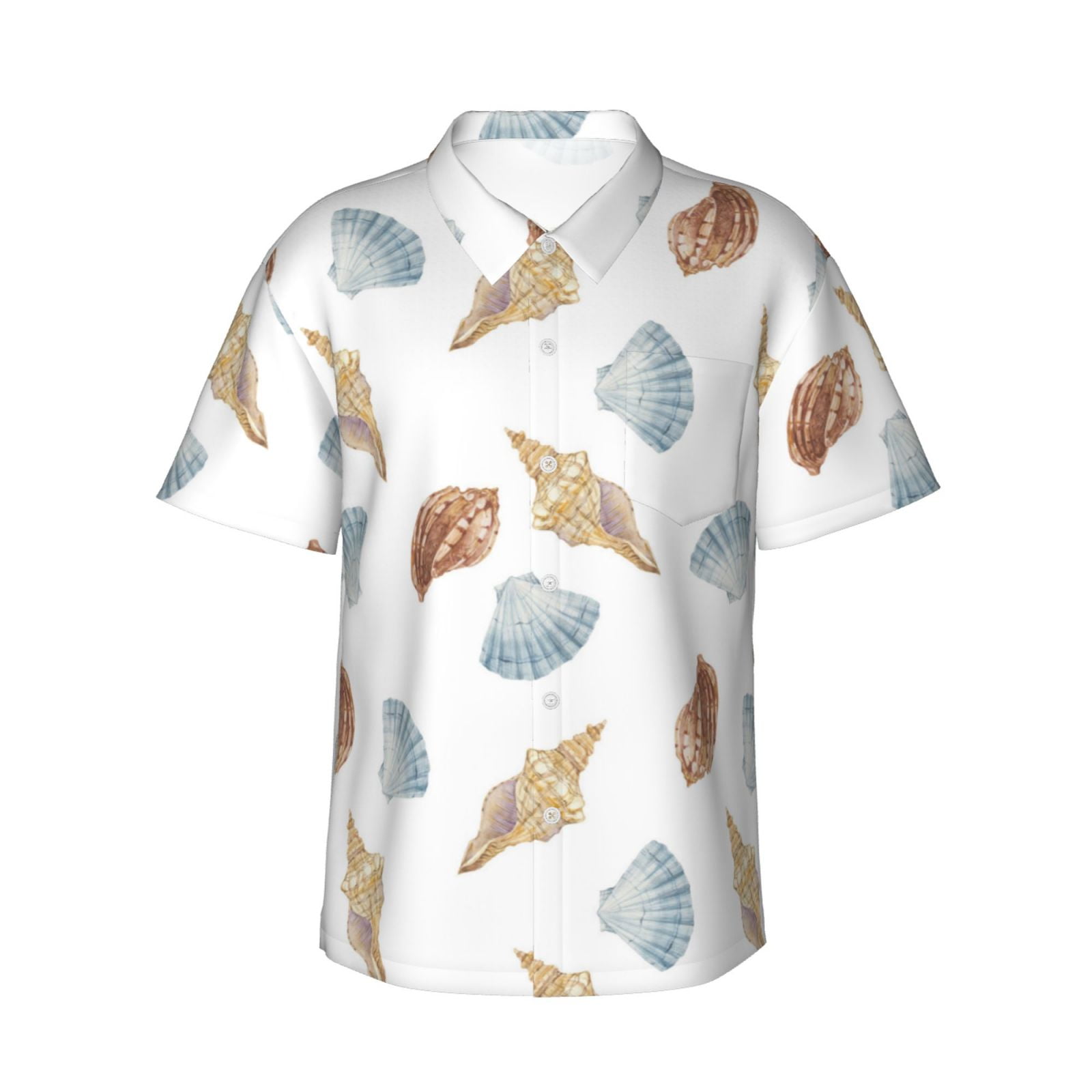 Hawaiian Shirt For Men, Conch Scallop Casual Summer Beach Shirts Mens ...