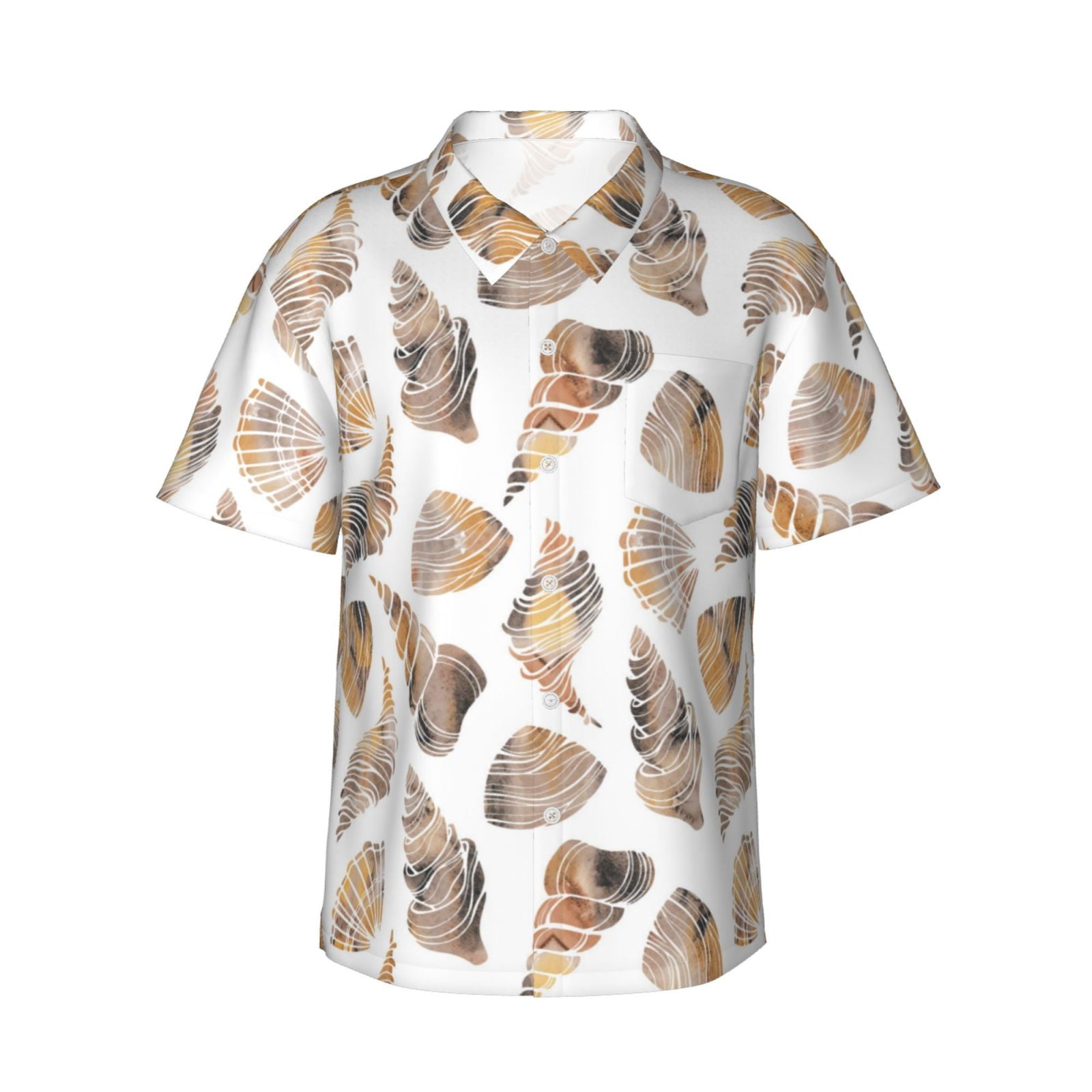 Hawaiian Shirt For Men, Conch Shells Print No.9018 Casual Summer Beach ...