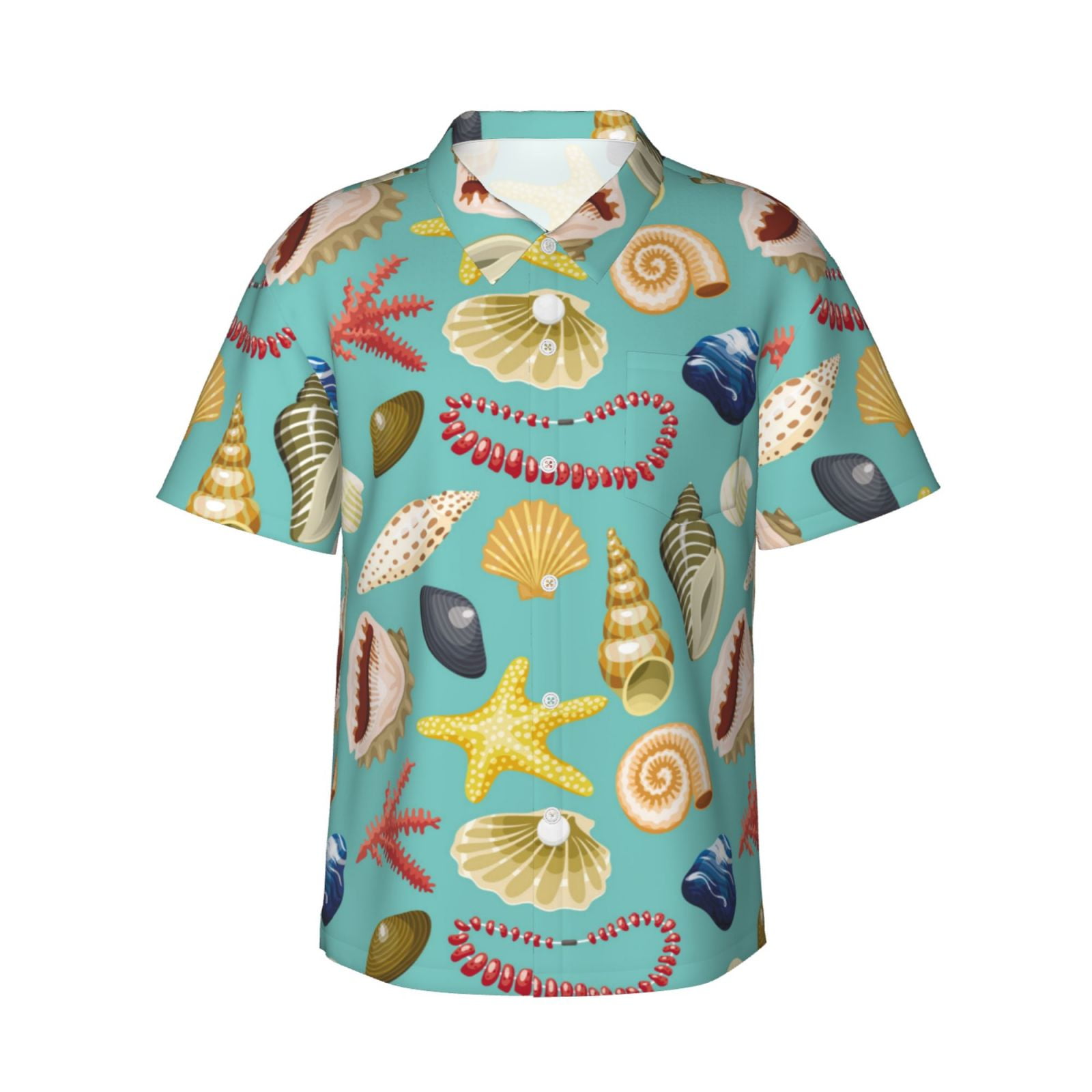 Hawaiian Shirt For Men, Conch Shells Print No.9020 Summer Shirts For ...