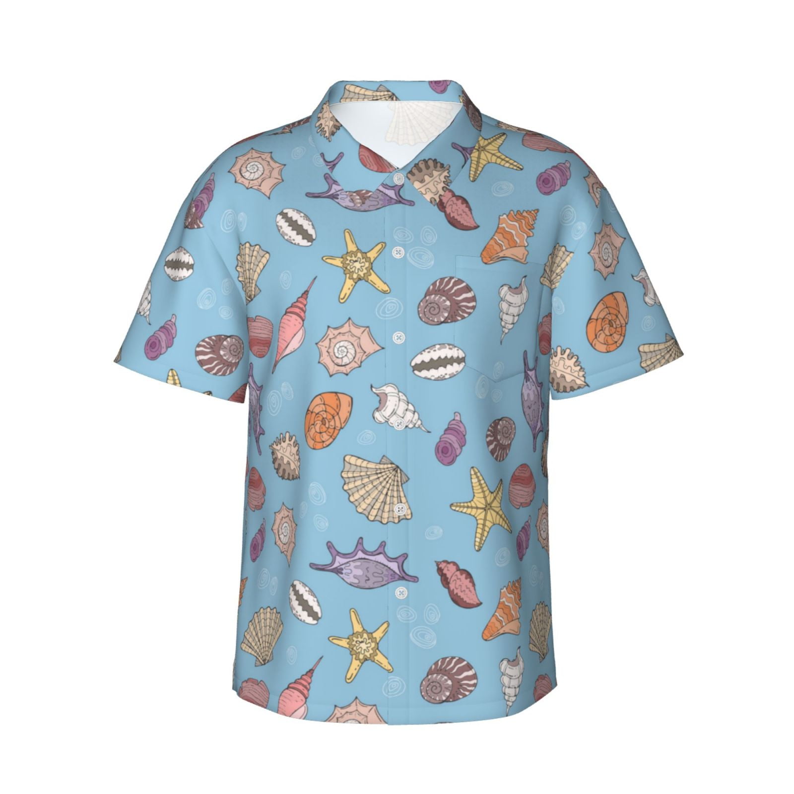 Hawaiian Shirt For Men, Conch Shells Print No.904 Casual Summer Beach ...