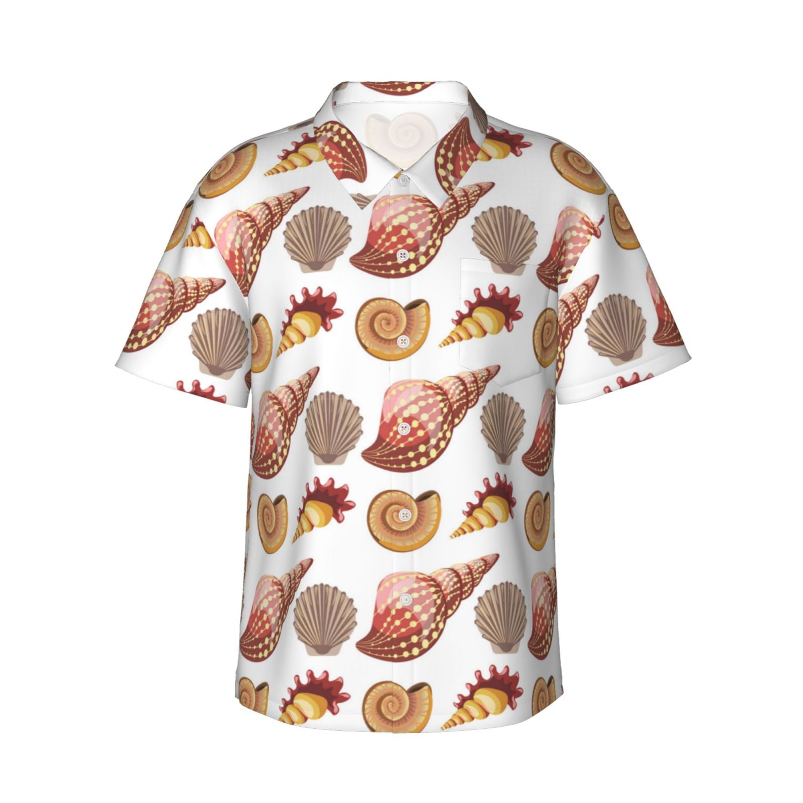 Hawaiian Shirt For Men - Conch Shells Print No.9043 Casual Short Sleeve ...