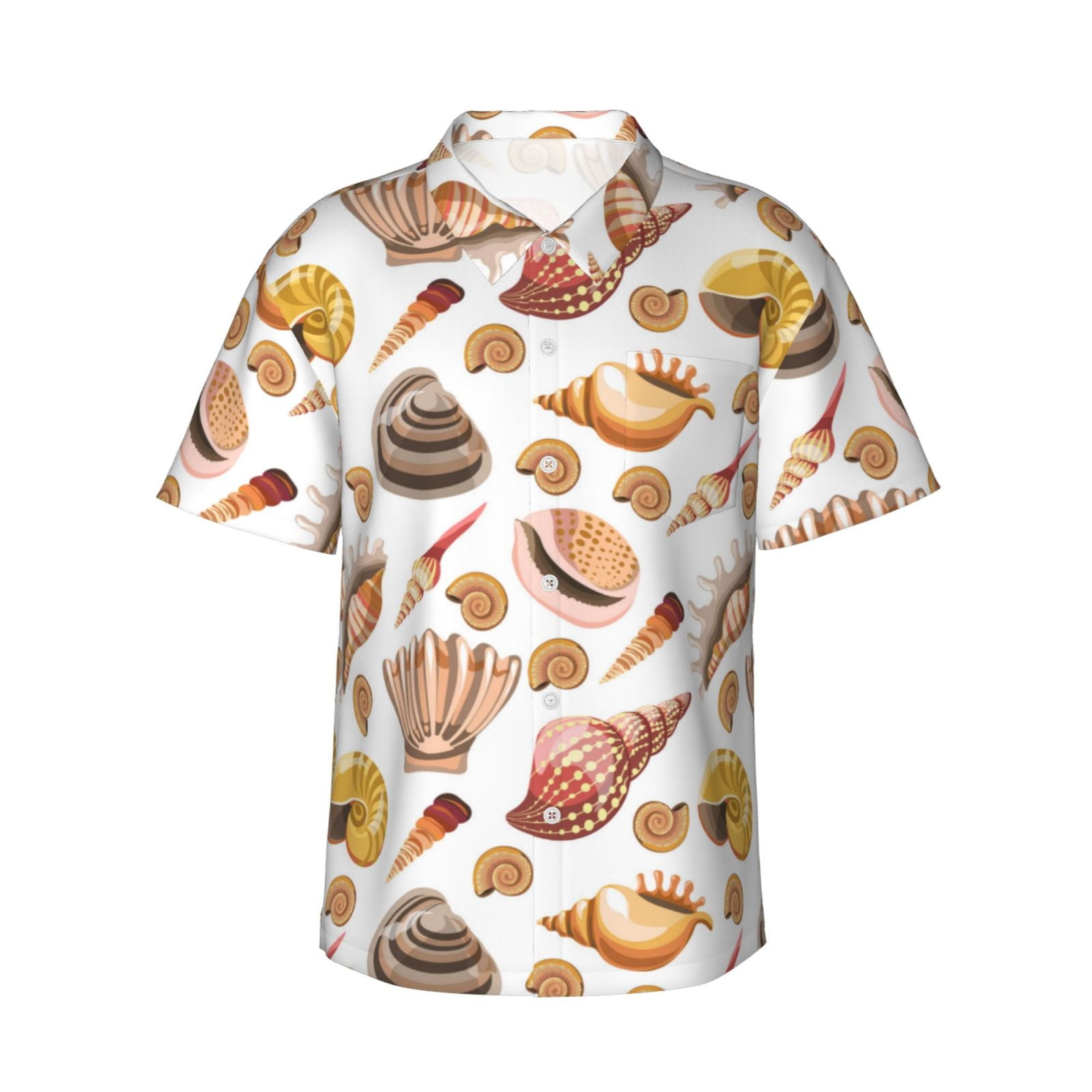 Hawaiian Shirt For Men, Conch Shells Print No.9045 Mens Button Down ...