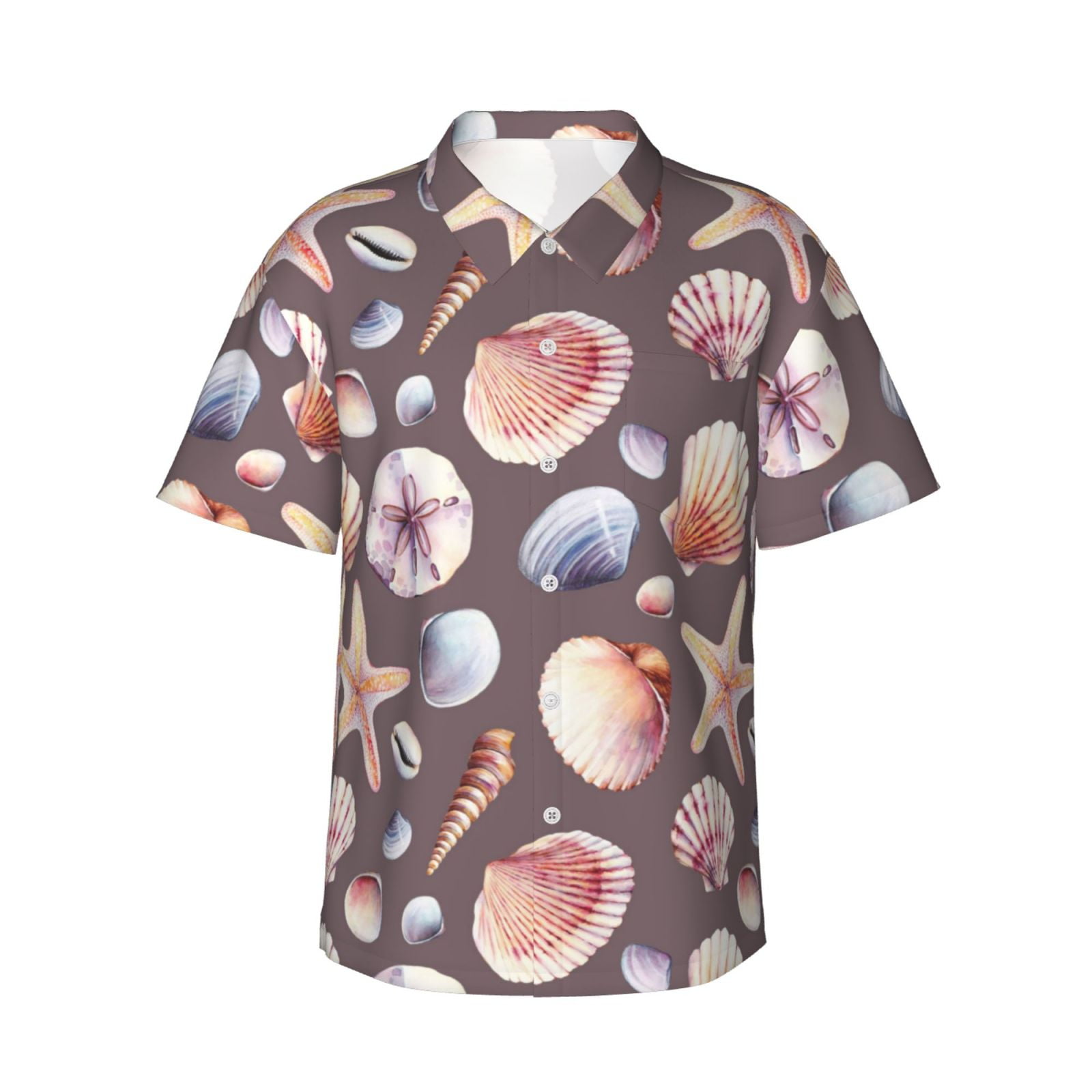 Hawaiian Shirt For Men, Conch Starfish Shell Casual Summer Beach Shirts ...