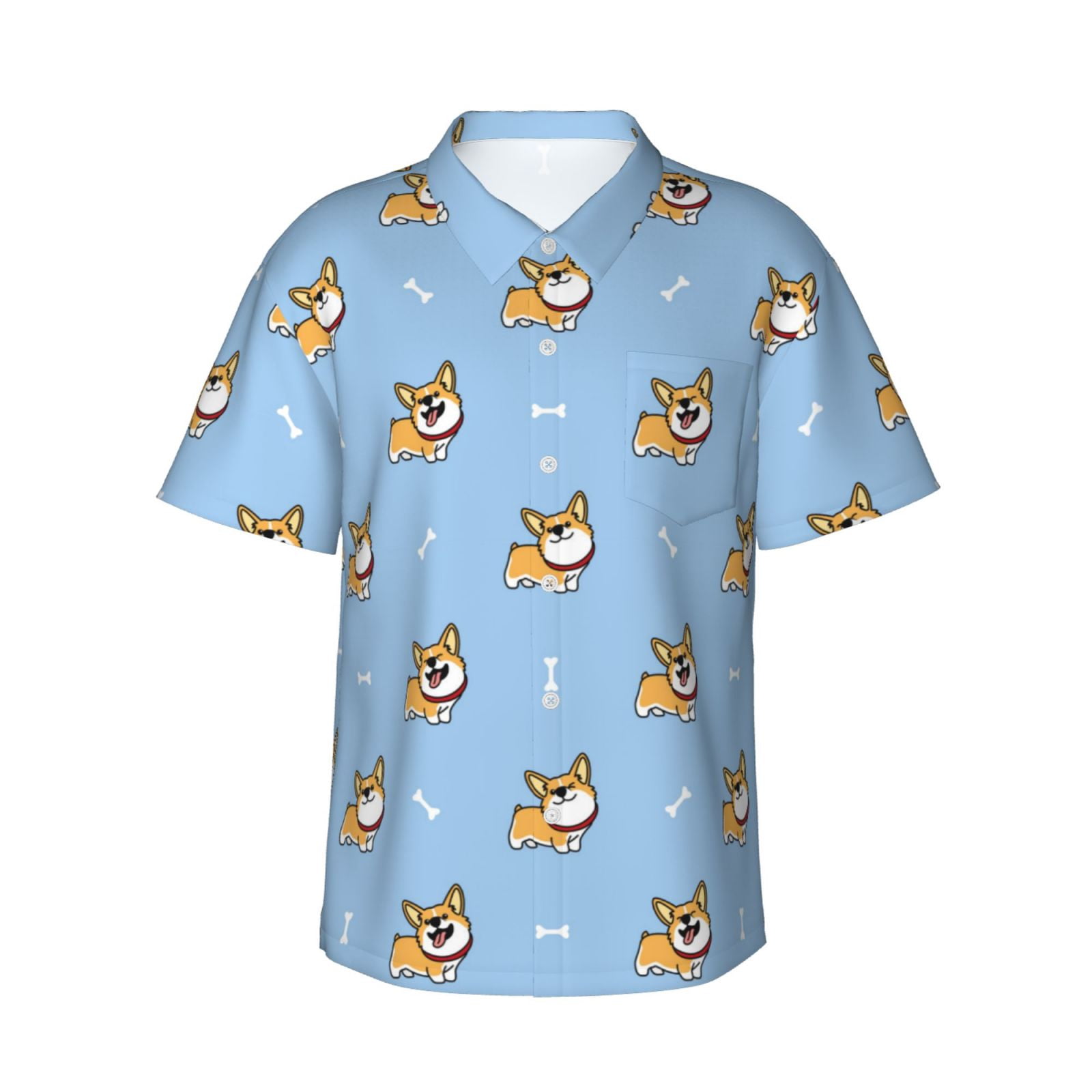 Hawaiian Shirt For Men, Corgi Dog Mens Button Down Short Sleeve Shirt ...