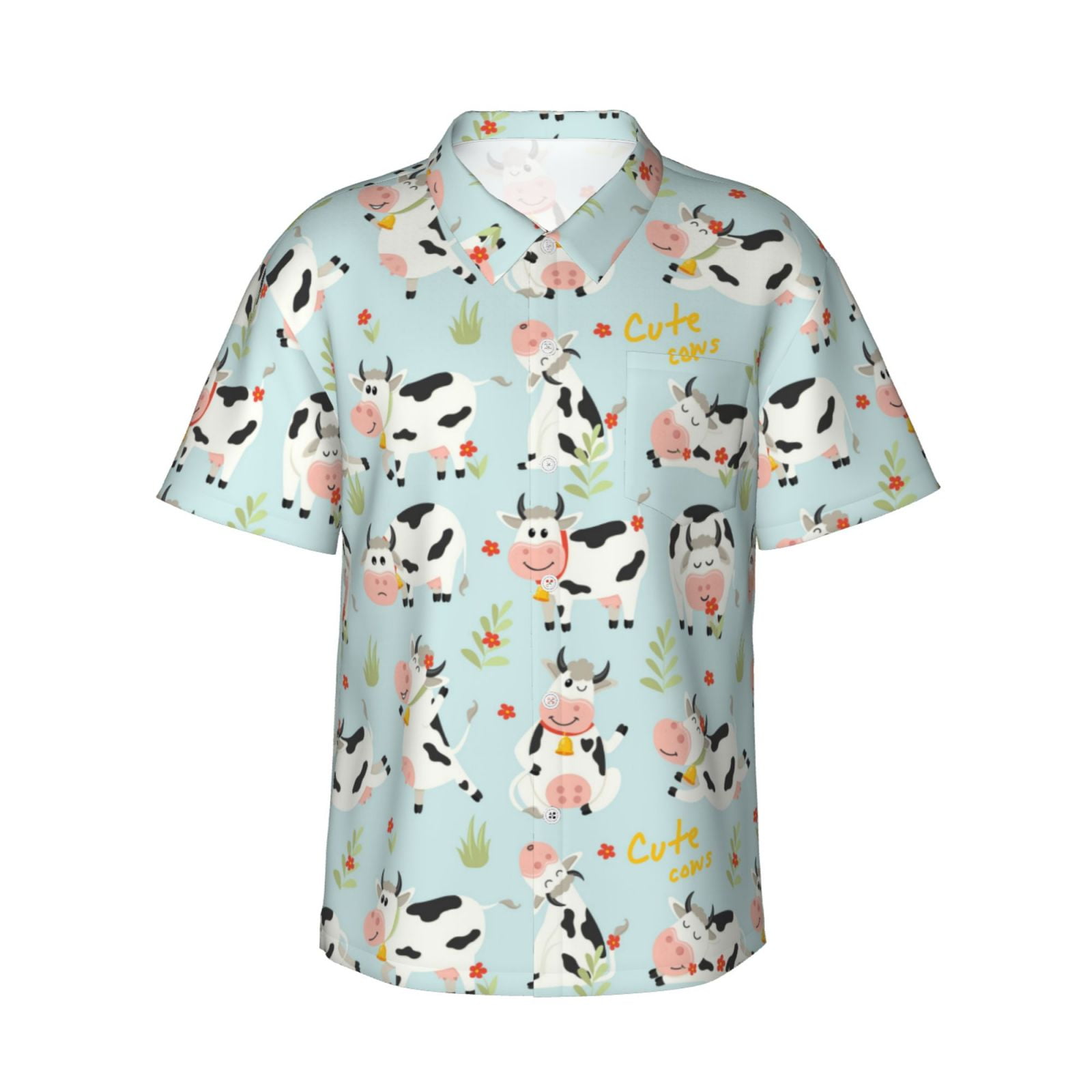 Hawaiian Shirt For Men, Cute Cows Mens Button Down Short Sleeve Shirt ...