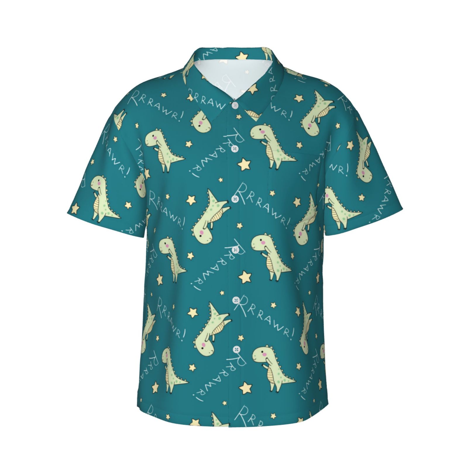 Hawaiian Shirt For Men, Cute Dinosaur Star Mens Button Down Short ...