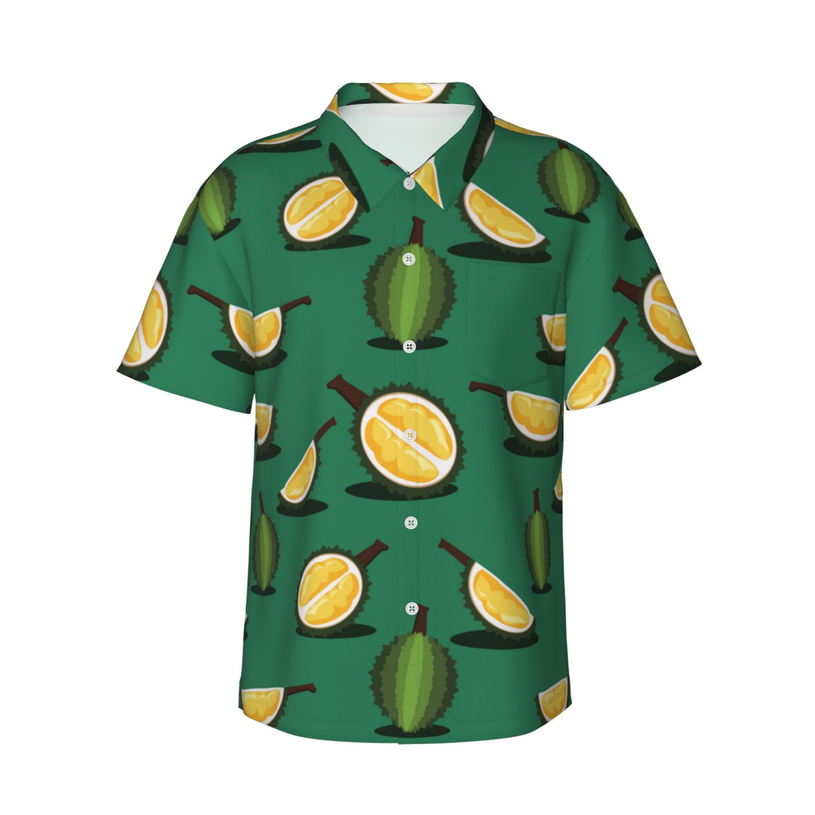 Hawaiian Shirt For Men, Cute Durian Forest Green Mens Button Down Short ...