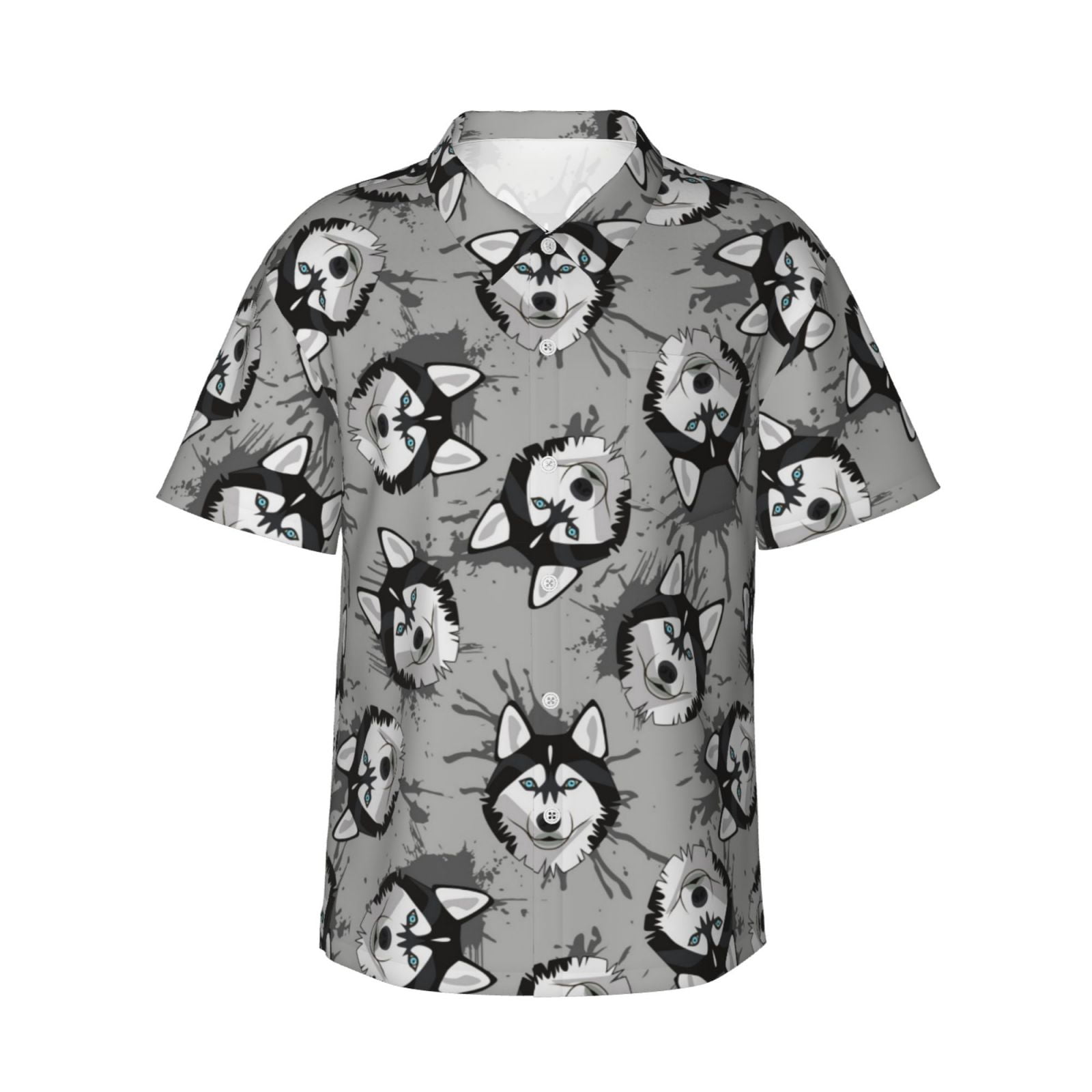 Hawaiian Shirt For Men, Cute Funny Husky Gray Summer Shirts For Men ...