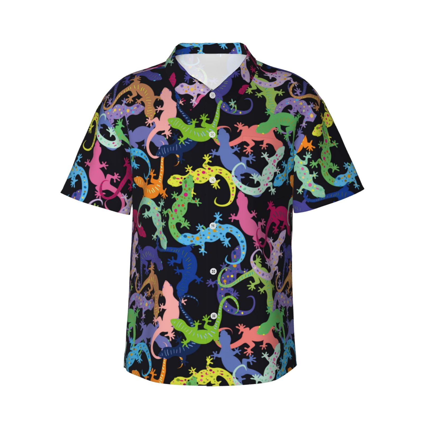 Hawaiian Shirt For Men, Cute Gecko Lizard Green Colorful Mens Button ...