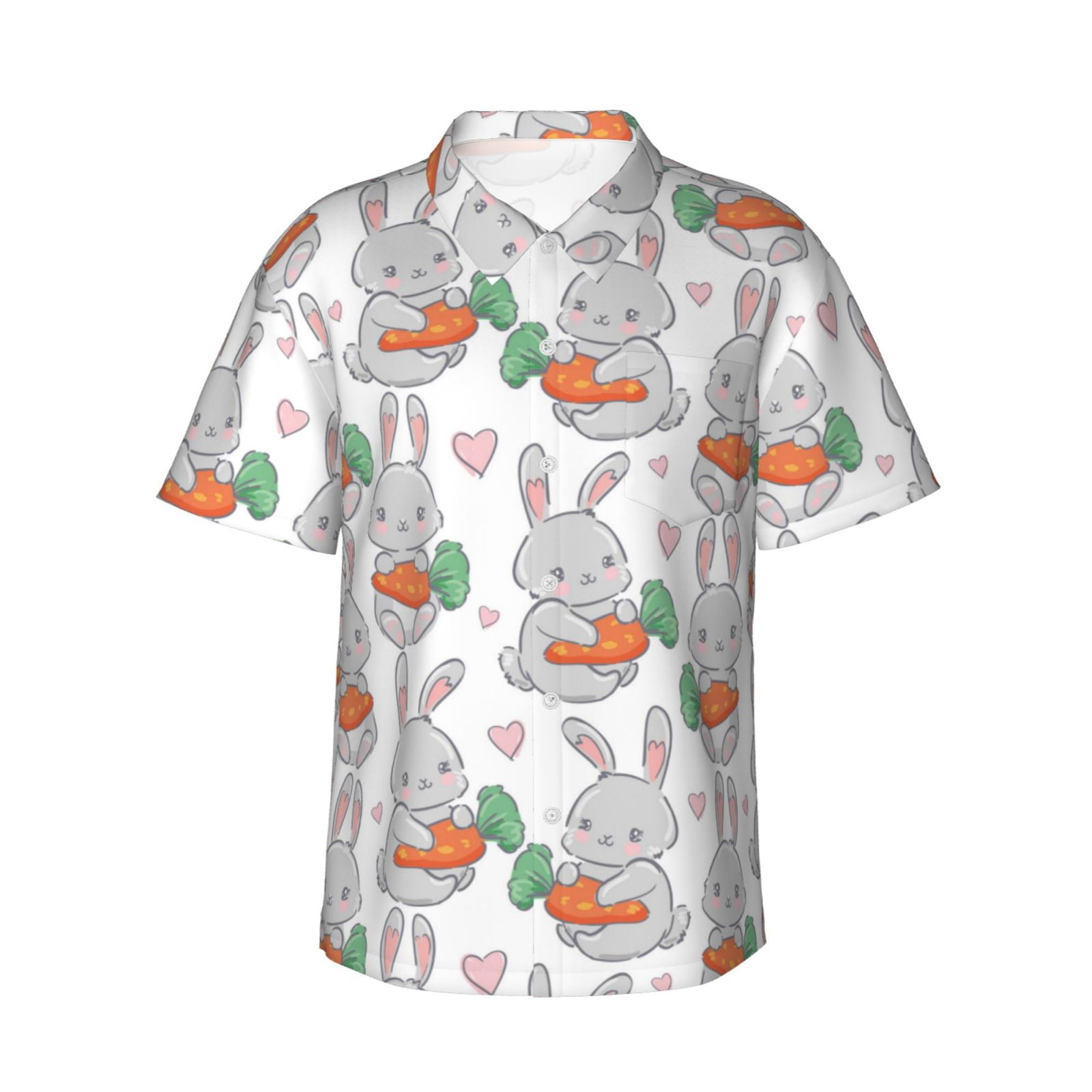 Hawaiian Shirt For Men, Cute Rabbit Carrot Mens Button Down Short ...