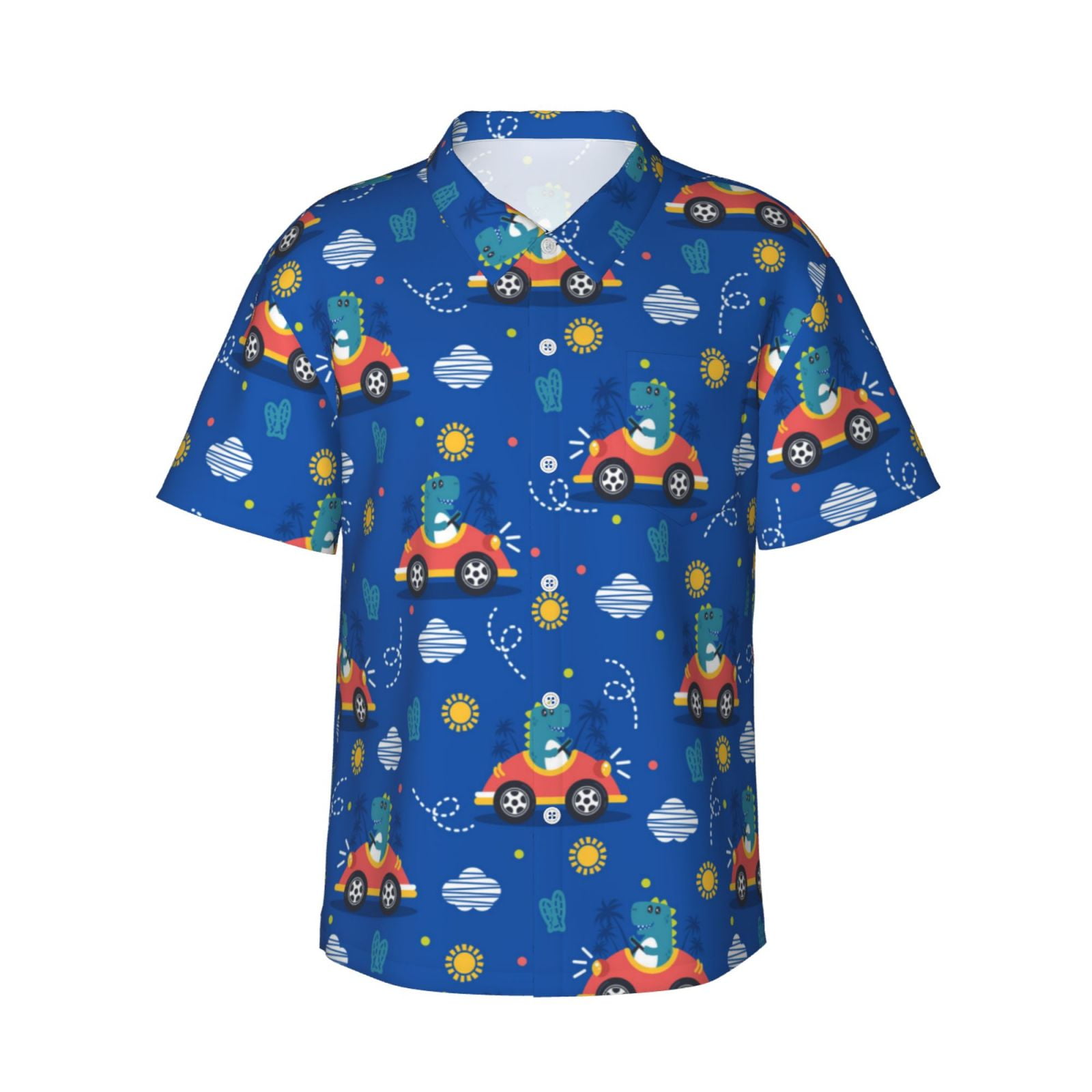 Hawaiian Shirt For Men, Dinosaur Driving Casual Summer Beach Shirts ...