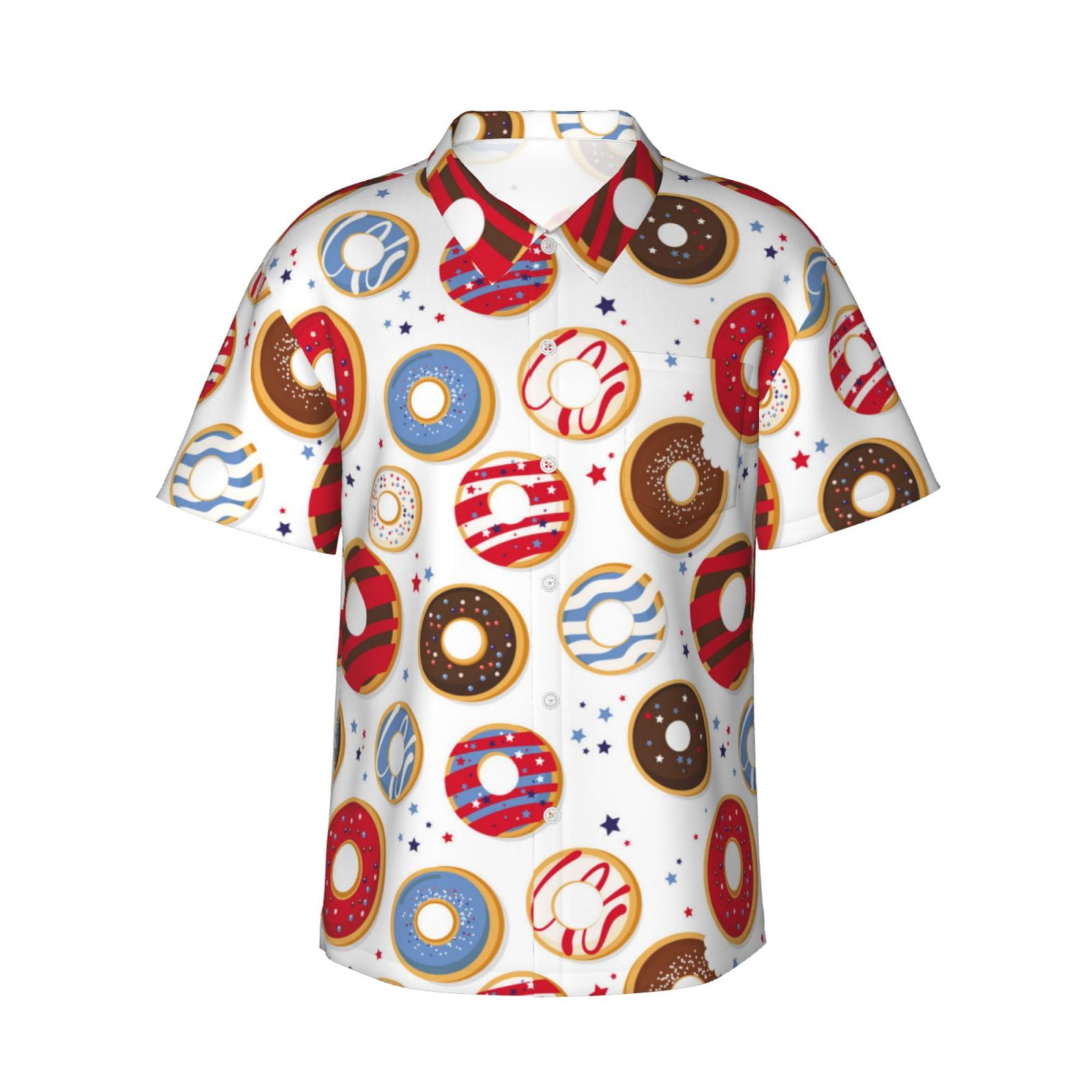 Hawaiian Shirt For Men, Donut Print With Stars Mens Button Down Short ...