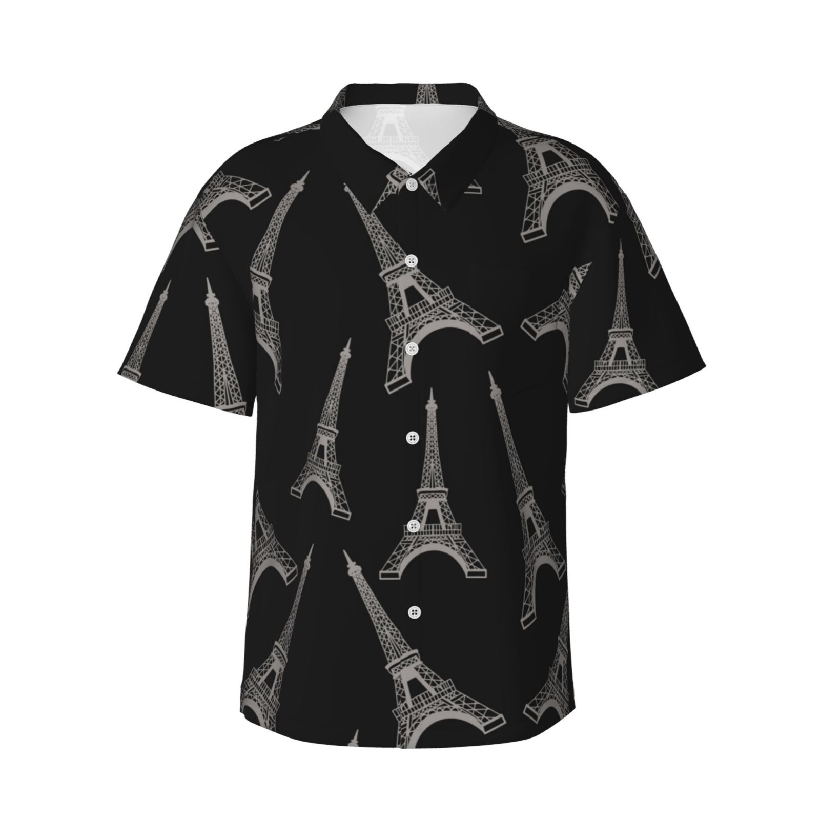 Hawaiian Shirt For Men - Eiffel Tower Industrial Casual Short Sleeve ...