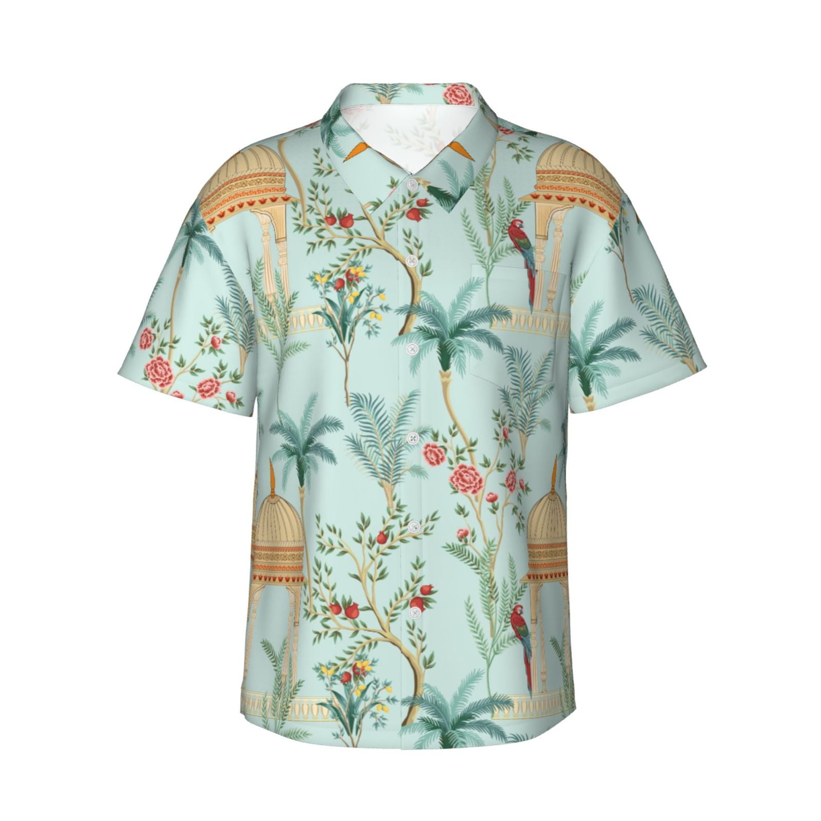 Hawaiian Shirt For Men, Elegan Lovely Parrot Flower Summer Shirts For ...