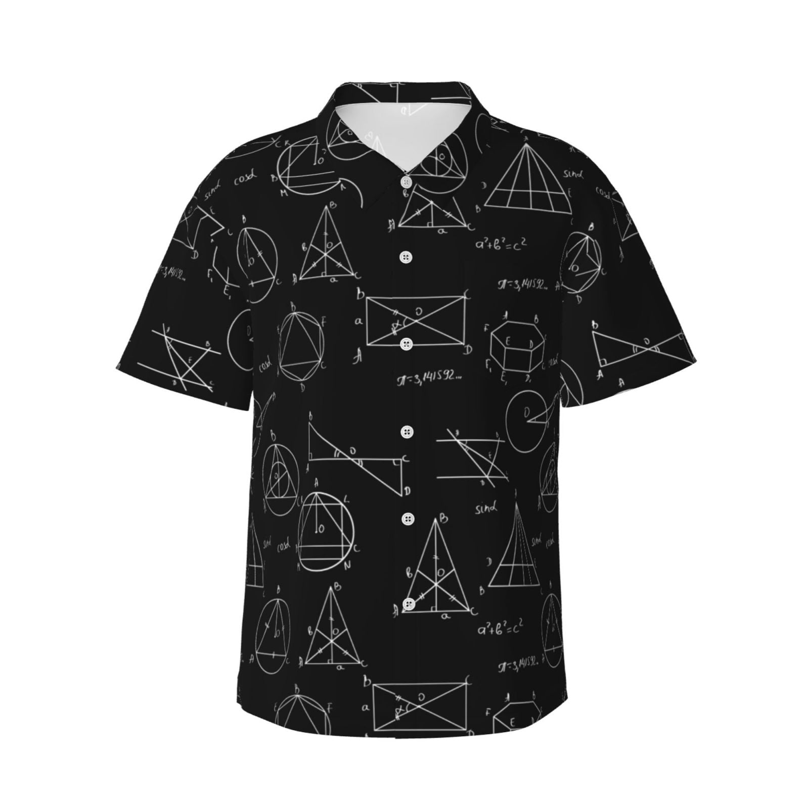 Hawaiian Shirt For Men, Equation Math Print Black Mens Button Down ...