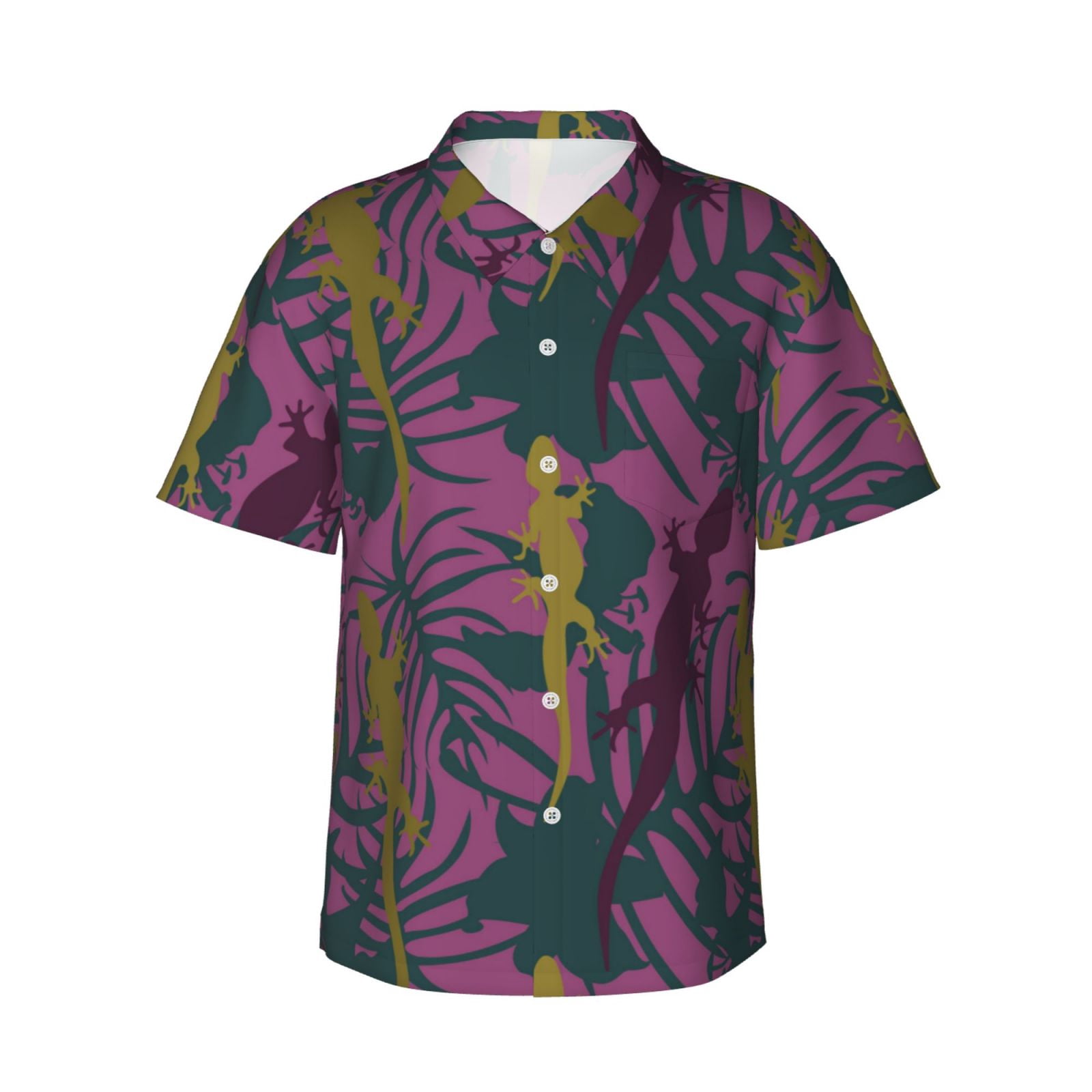 Hawaiian Shirt For Men, Exotic Gecko Lizard Leaves Mens Button Down ...