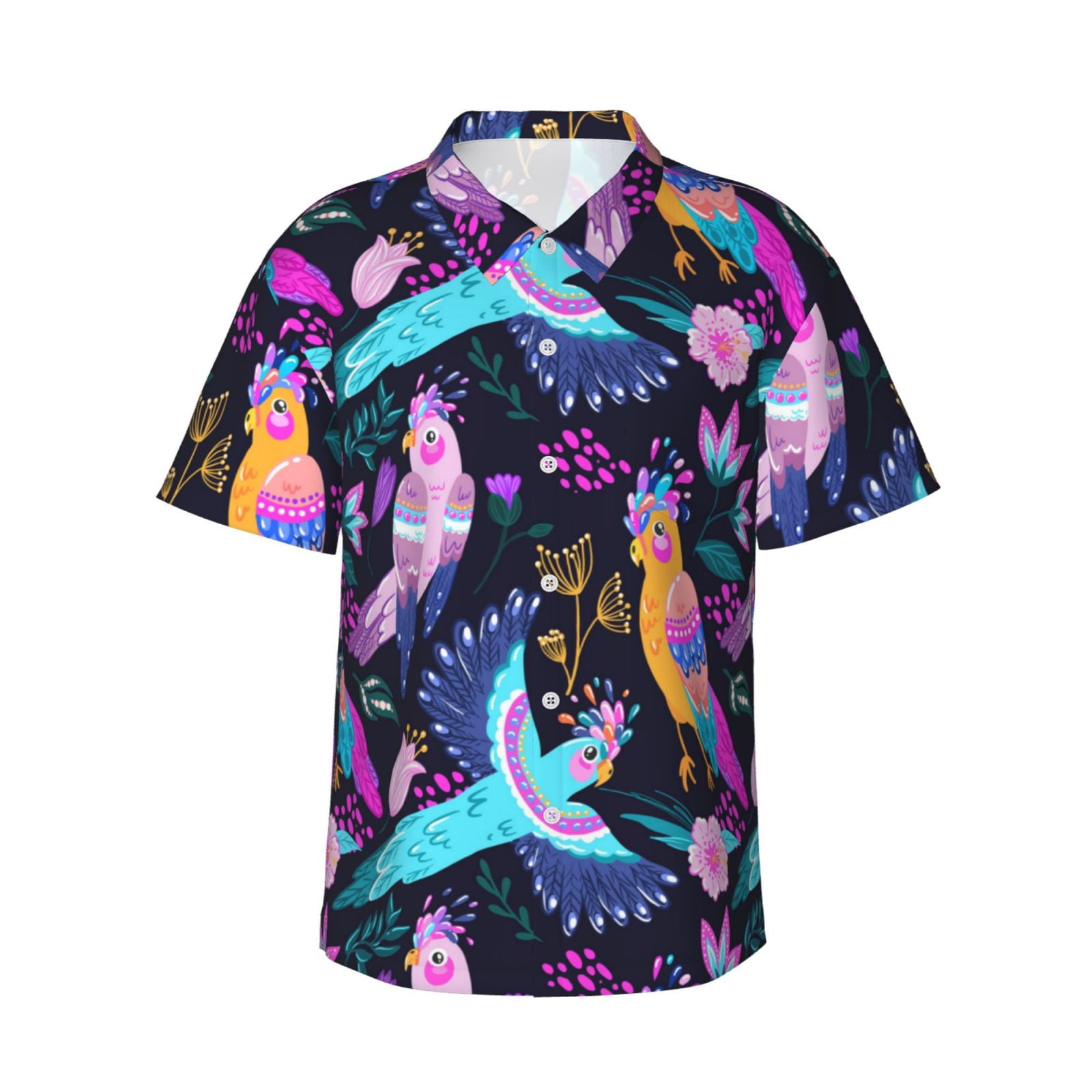 Hawaiian Shirt For Men, Exotic Multicolor Cockatoo Parrot Mens Button ...