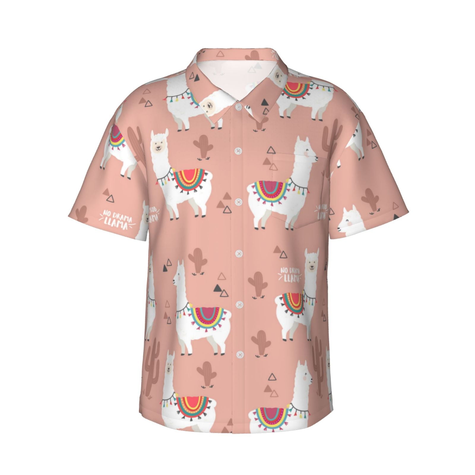 Hawaiian Shirt For Men, Exotic Smile Cute Alpaca Cactus Summer Shirts ...
