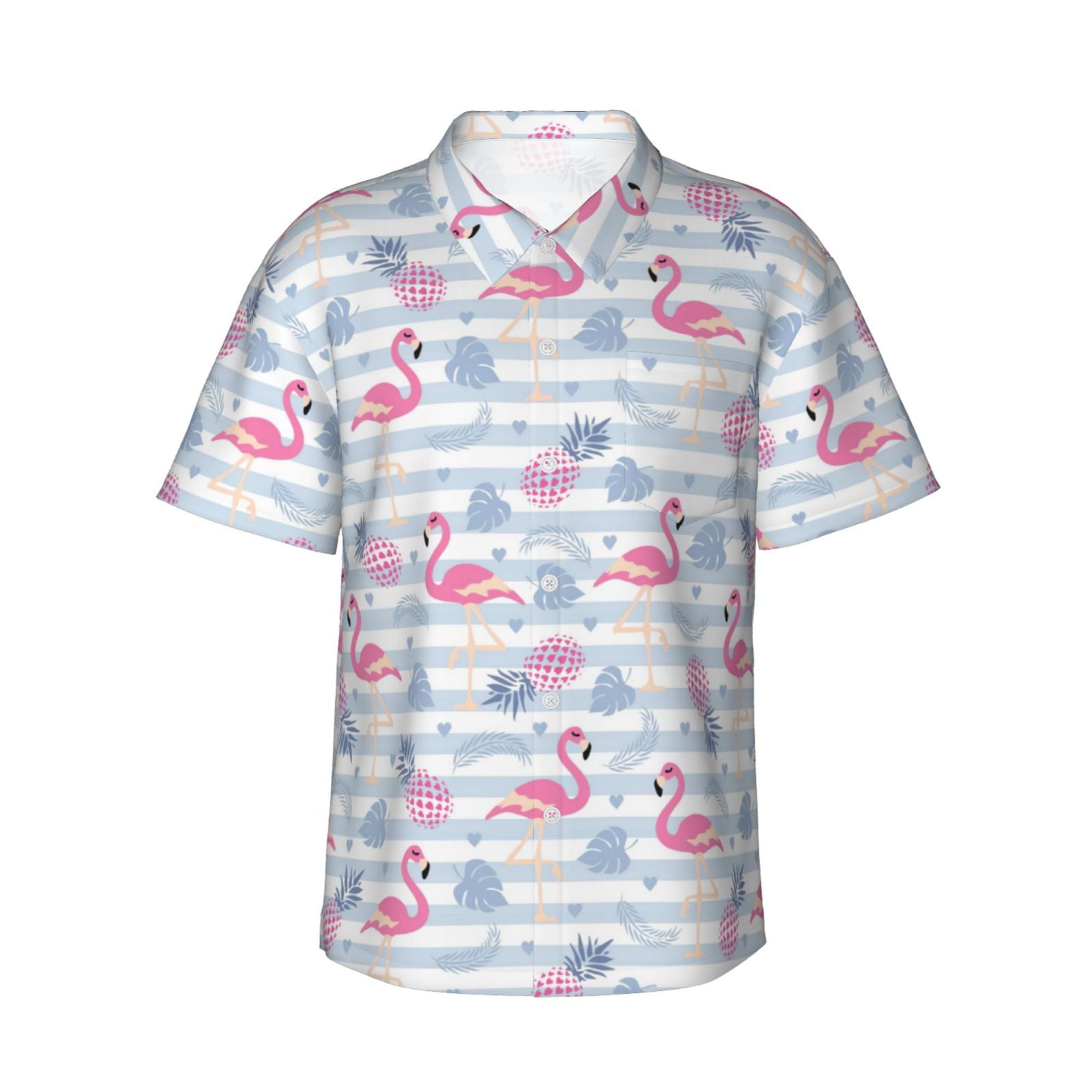 Hawaiian Shirt For Men, Flamingo And Pineapple Mens Button Down Short ...
