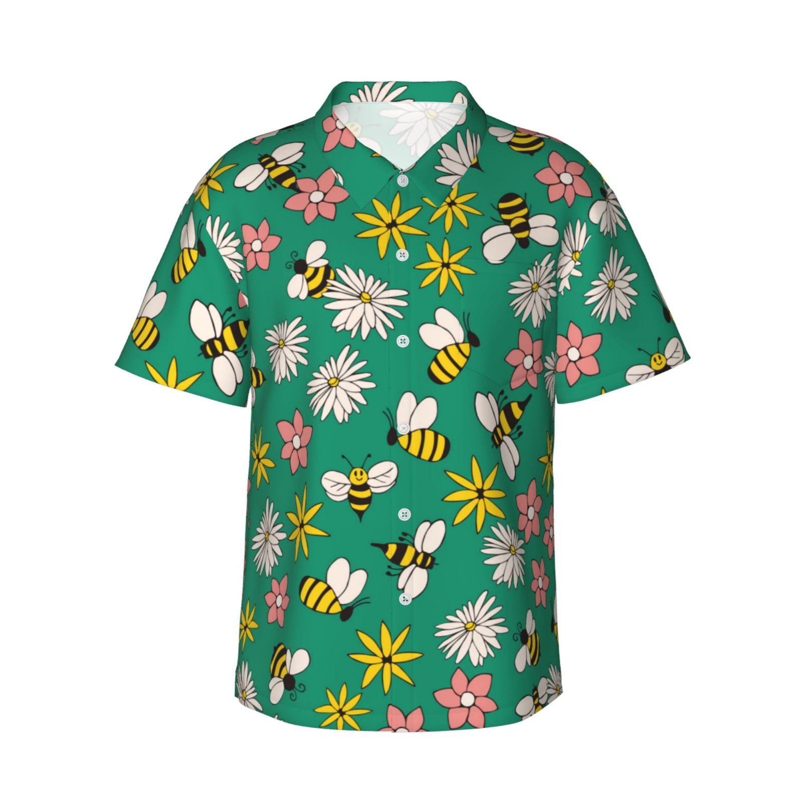 Hawaiian Shirt For Men, Flying Bees A Mens Button Down Short Sleeve Shirt, Summer Beach Shirts ...