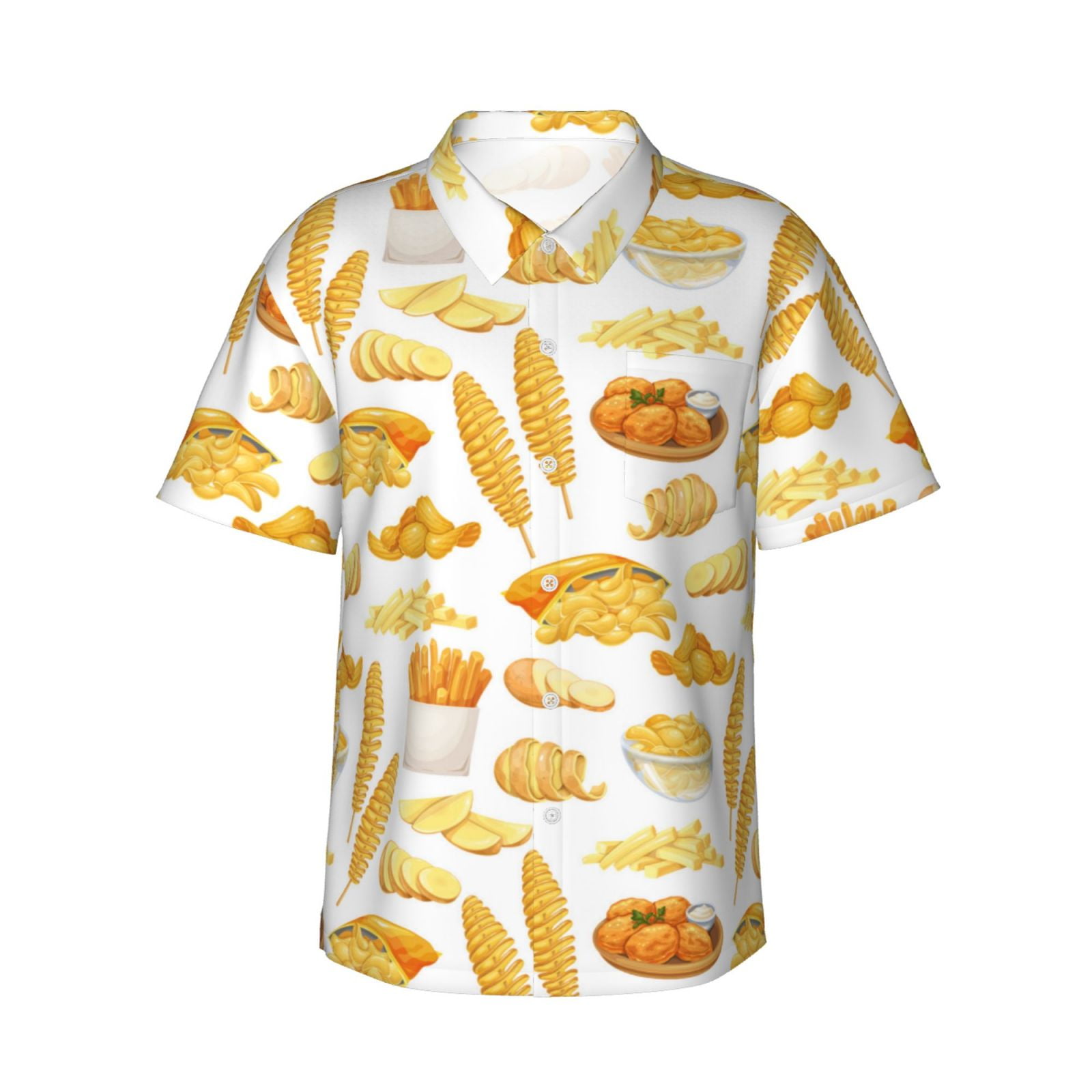 Hawaiian Shirt For Men, Fries Potato Chips Casual Summer Beach Shirts ...
