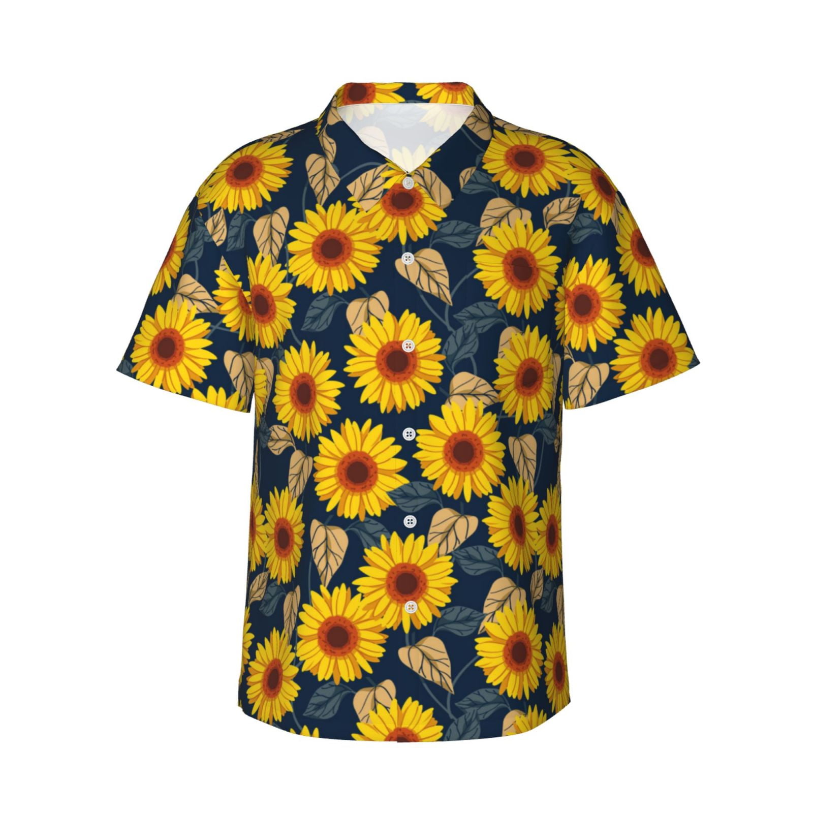 Hawaiian Shirt For Men, Fujiman Sunflowers Mens Button Down Short ...