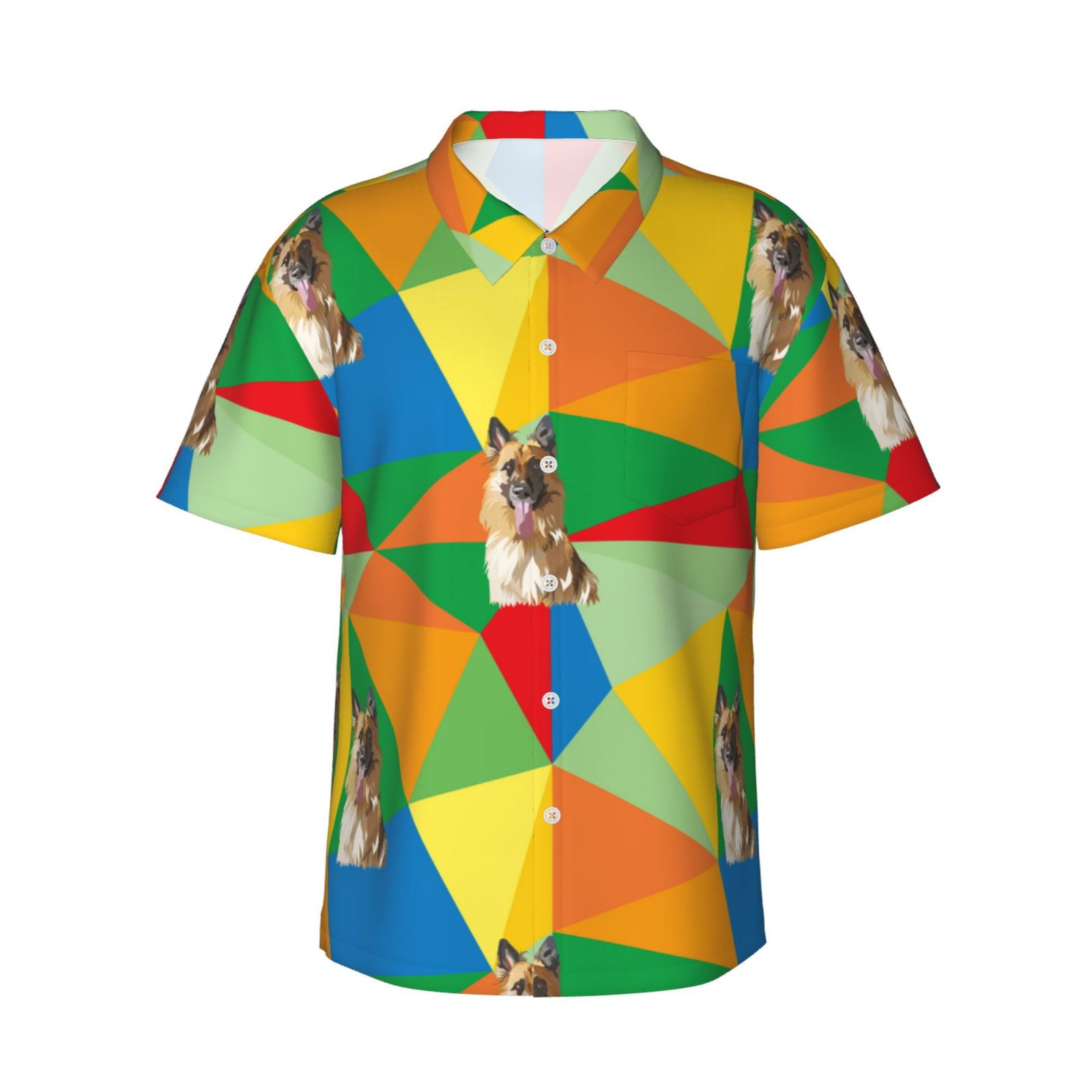 Hawaiian Shirt For Men, German Shepherd Dog Colorful Summer Shirts For ...